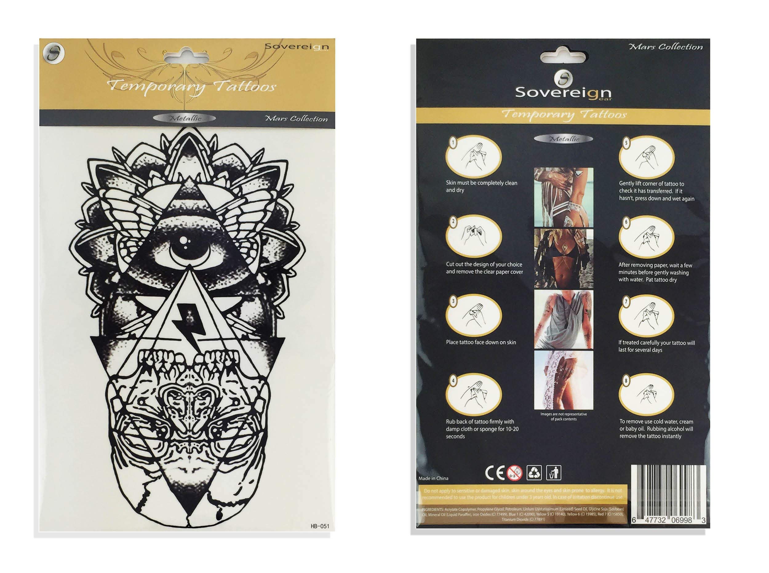 Temporary Tattoos for Men Guys & Teens Fake Tattoo Stickers (8 Large ...