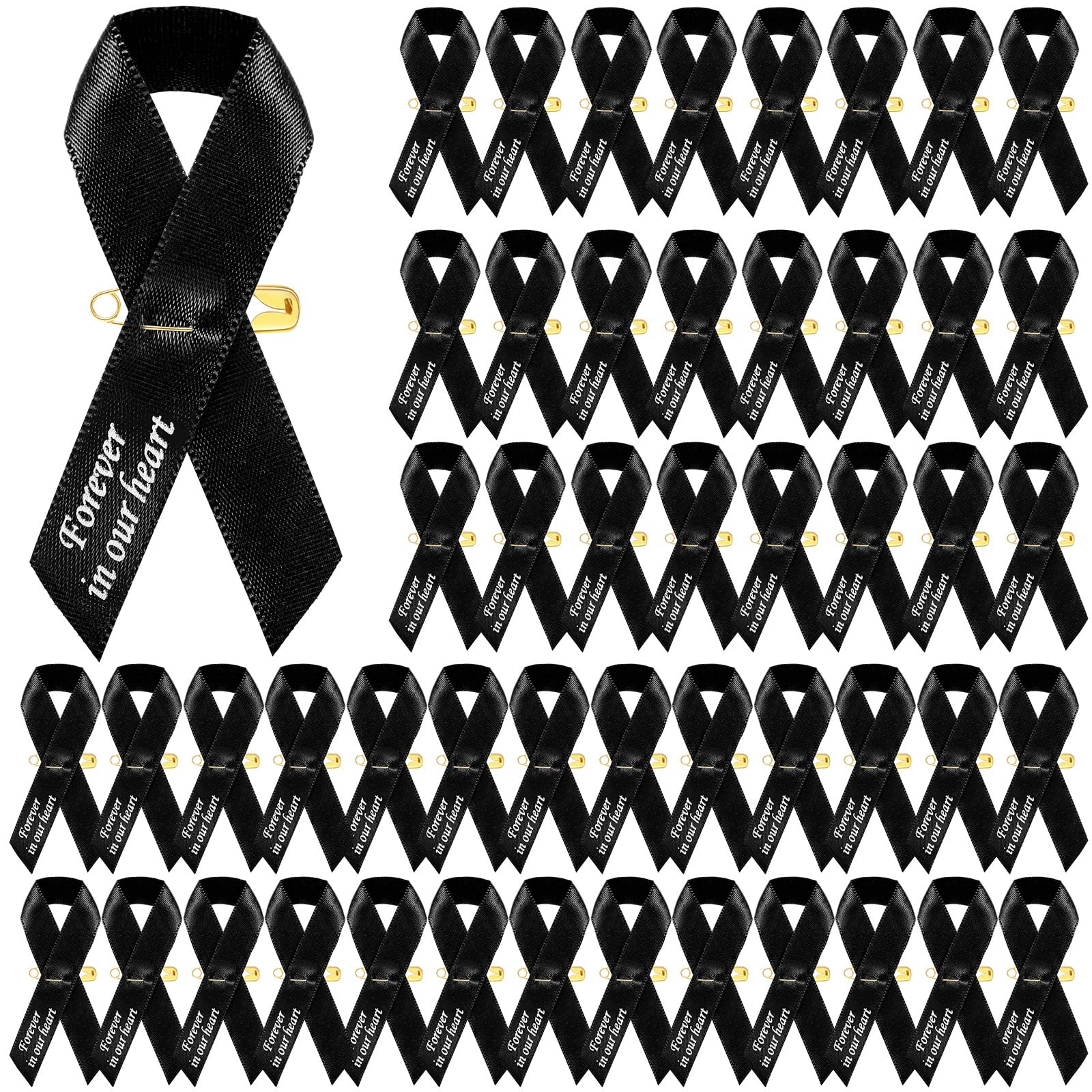 Buy 50 Pcs Funeral Ribbons Memorial Ribbon Funeral Pins Classic ...
