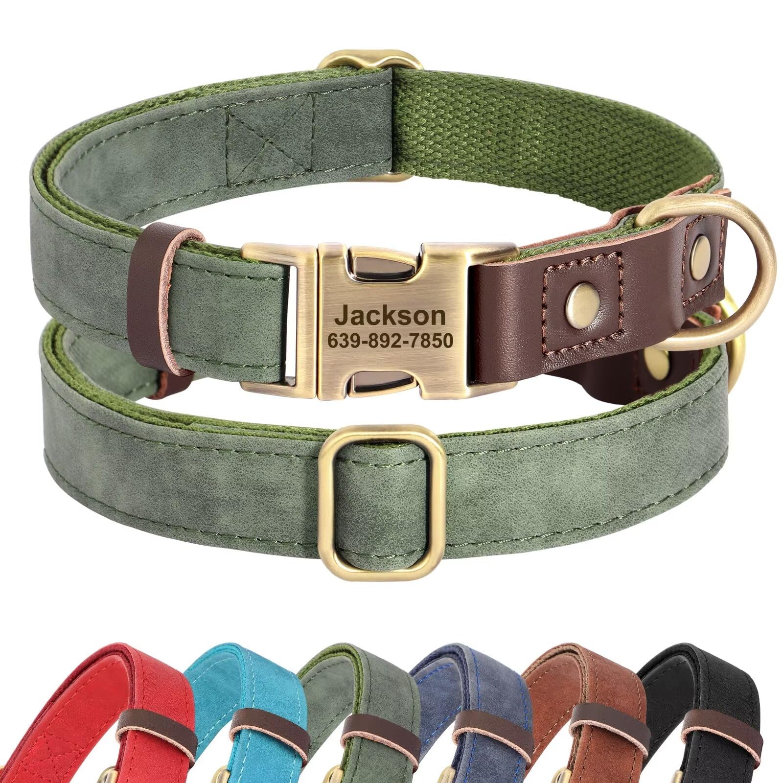 Didog Personalised Leather Dog Collar, Soft Durable Custom Dog Collars ...