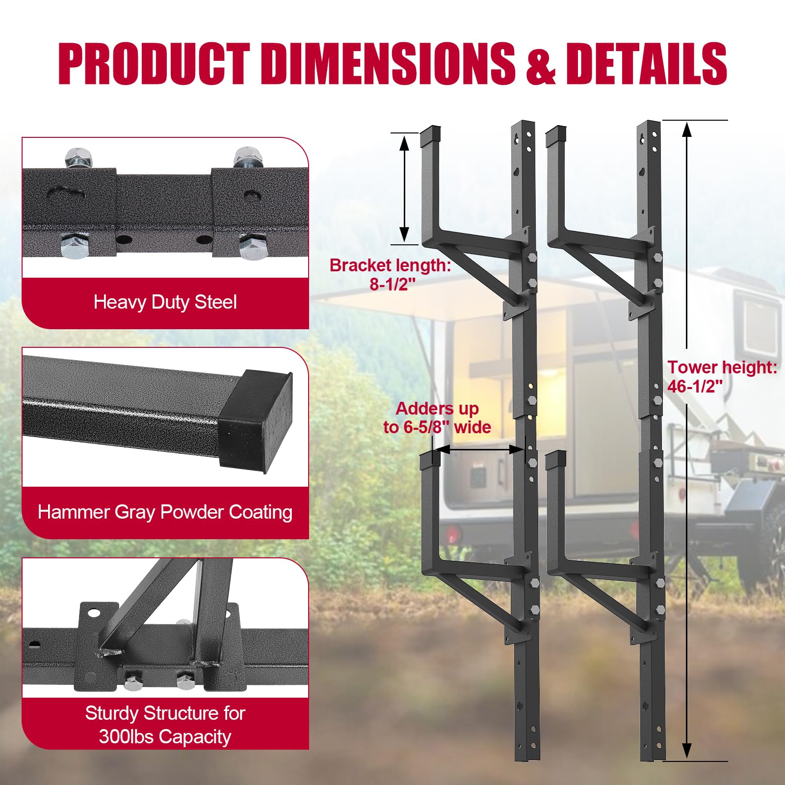 Ladder Transport Racks 2-PCS Aluminum Cargo Trailer Side Mount Ladder ...