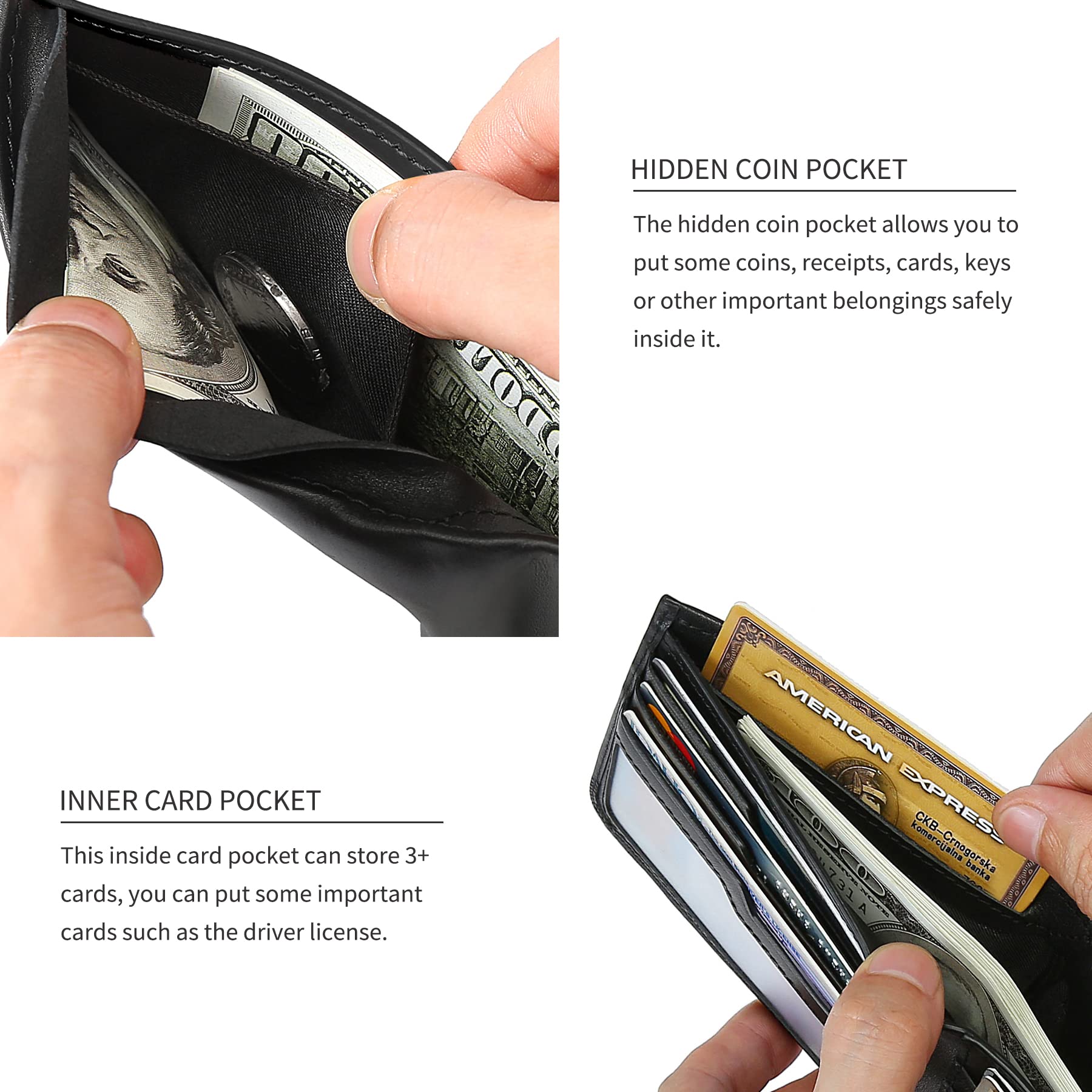 Calfskin Slim Wallets For Men RFID Blocking Leather Front Pocket Mens ...