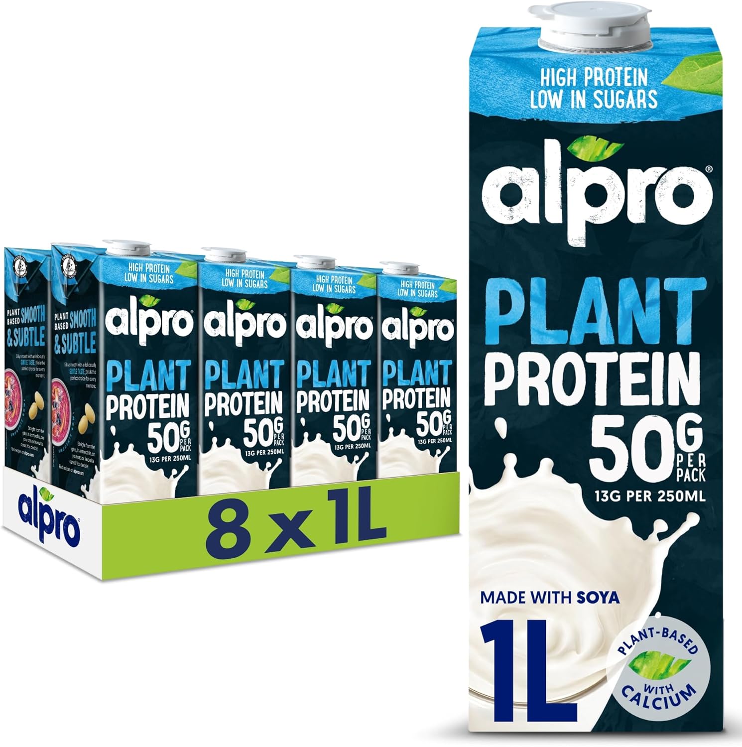 Alpro Soya High Protein Plant-Based Long Life Drink - Vegan Dairy Free & Lactose Free Milk ...