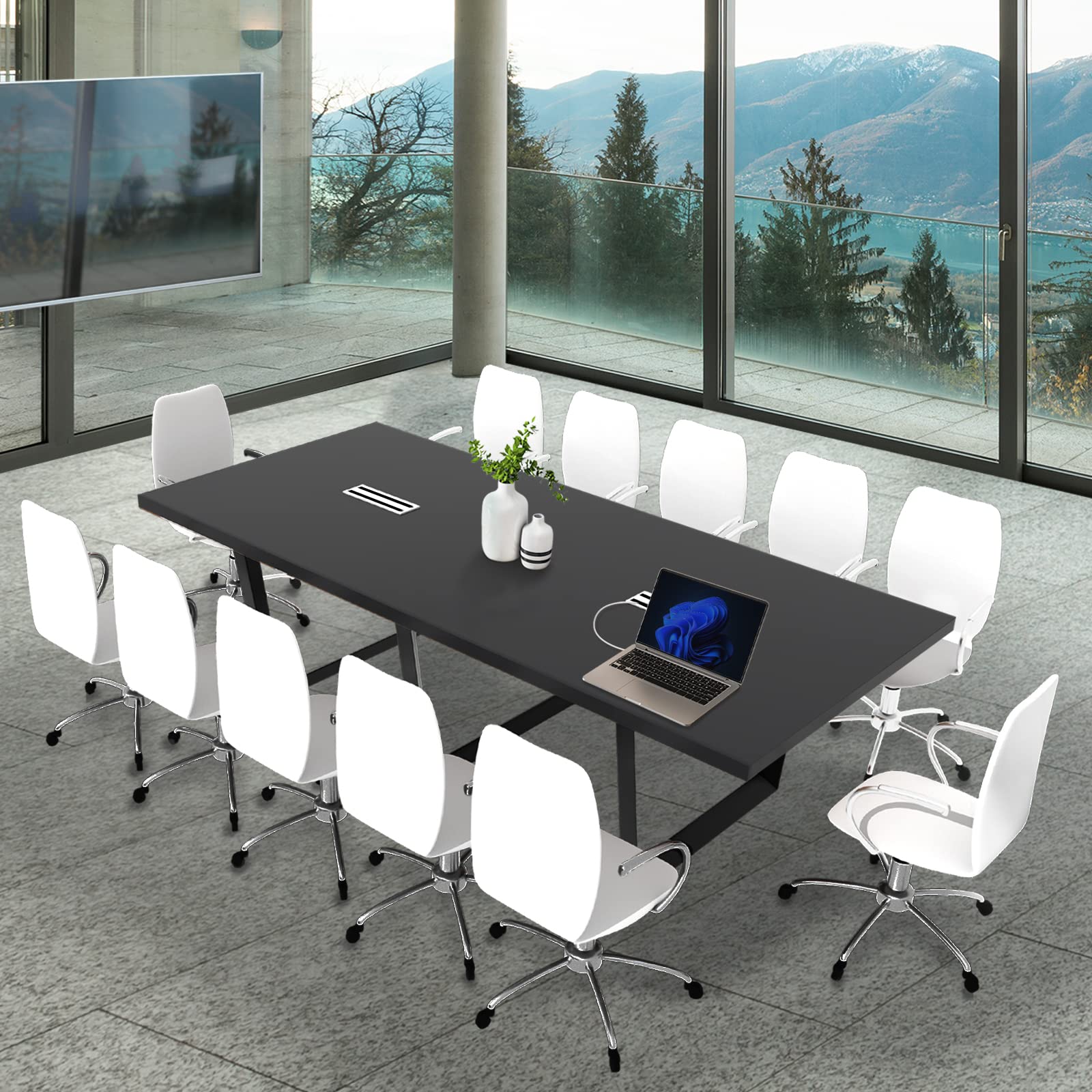 Amazon.com: ahliss Sturdy Conference Table with Cable Management ...
