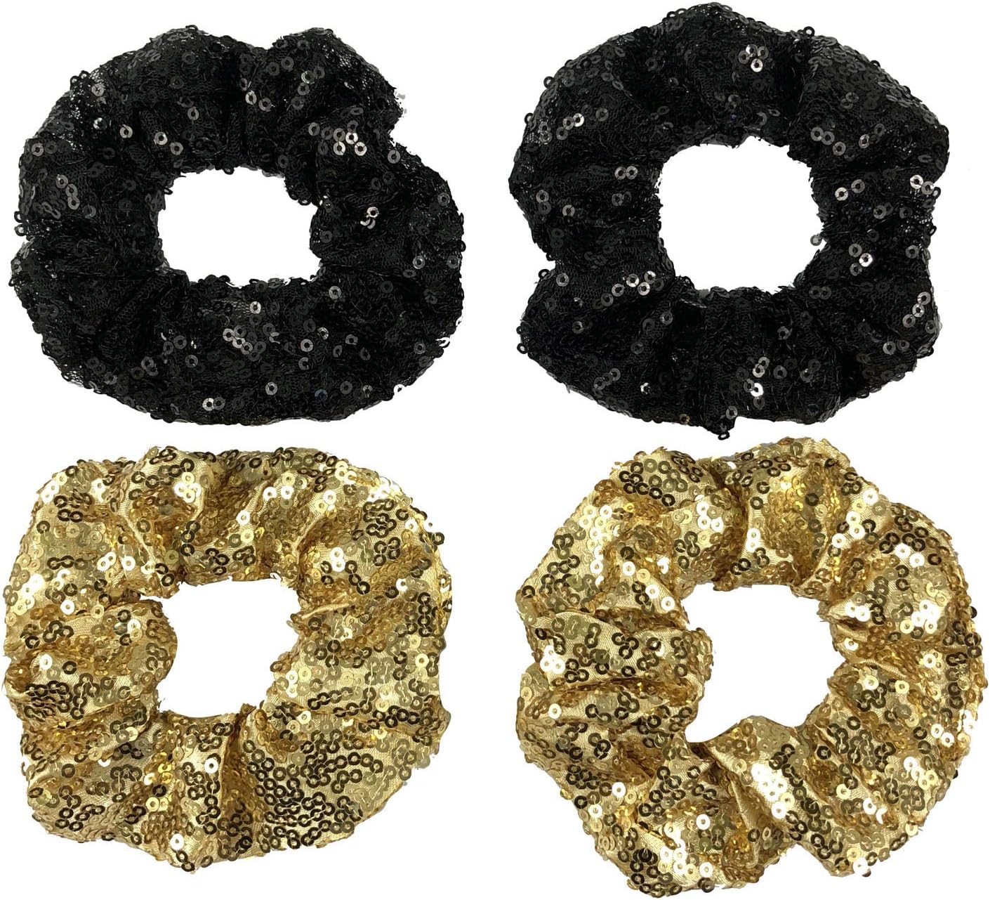 Amazon.com : 12 Pcs PU Leather Cheer Hair Scrunchies Gold Scrunchy ...