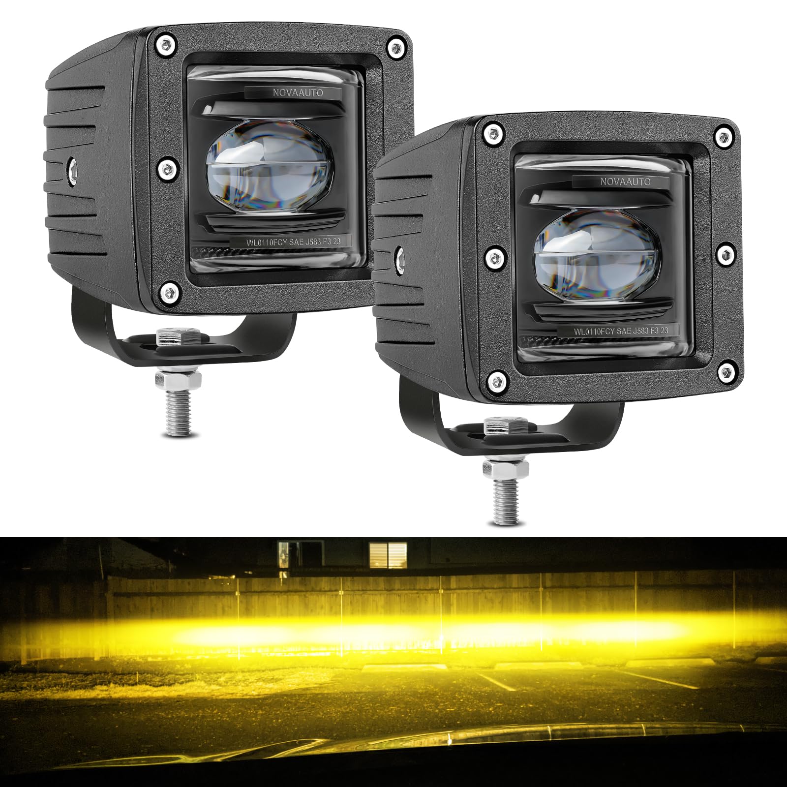 Buy Yellow Fog Lights,3 Inch SAE Fog Lights with Cut-Off Line, IP67 ...