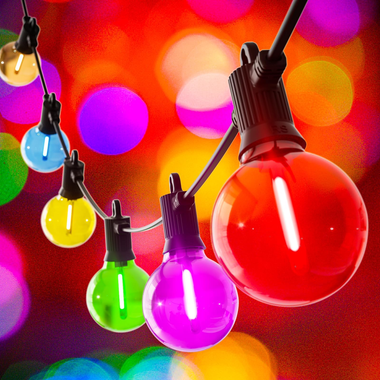 Lights4fun 30 Multi Coloured LED Festoon Party String Lights for Indoor ...