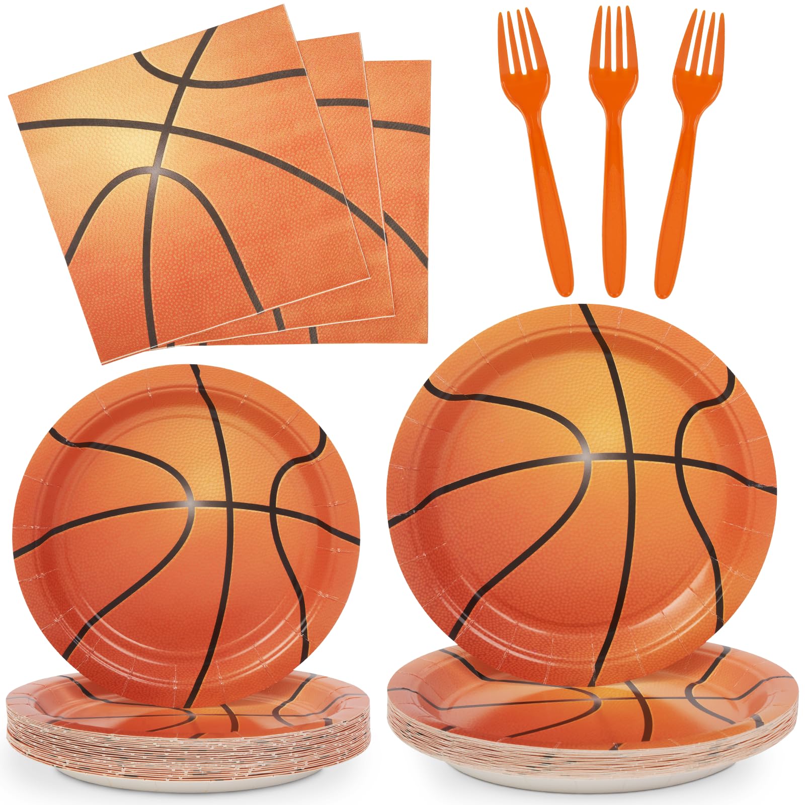 Amazon.com: DECORLIFE Basketball Party Supplies Serves 24, Basketball ...