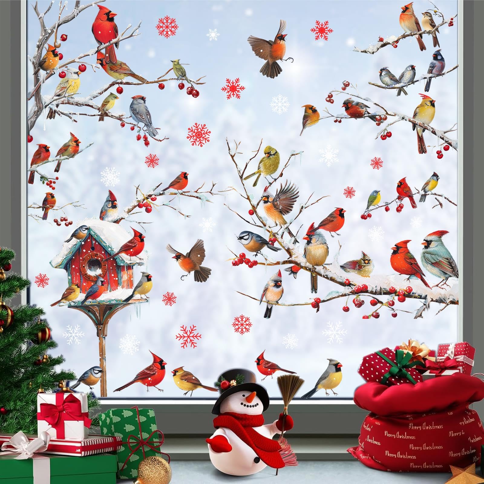 Amazon.com: Winter Window Stickers Christmas Window Clings Indoor ...