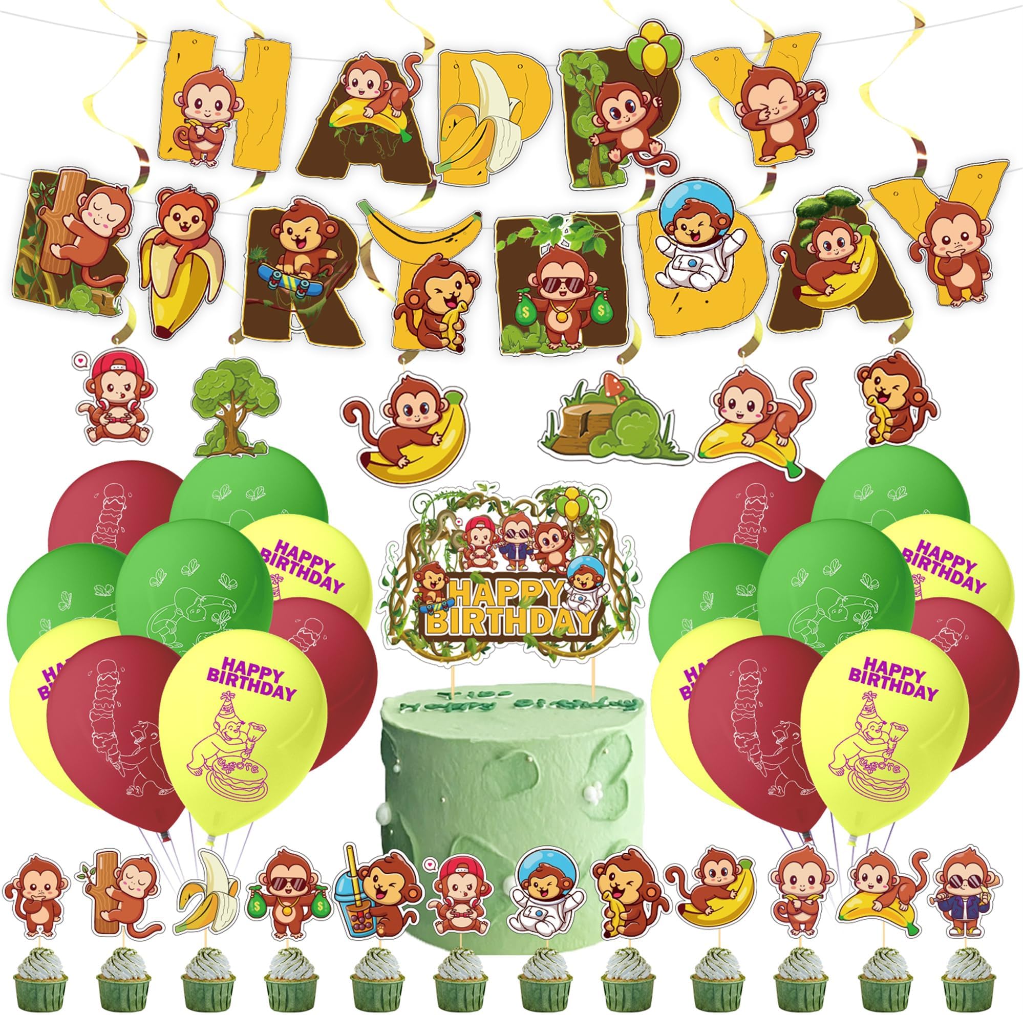 Amazon.com: Monkey Birthday Party Supplies - Jungle Animal Party ...