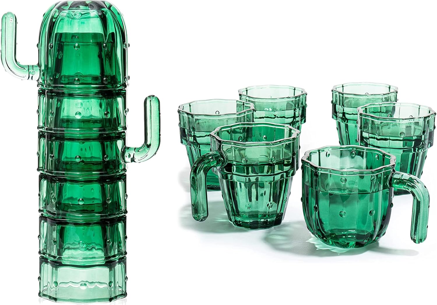 Amazon.com | Cactus Stackable Glasses, Stacktus Gifts, Set of 6-10 oz ...