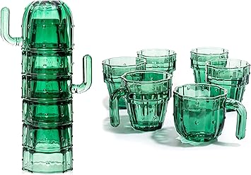 Amazon.com | Cactus Stackable Glasses, Stacktus Gifts, Set of 6-10 oz ...