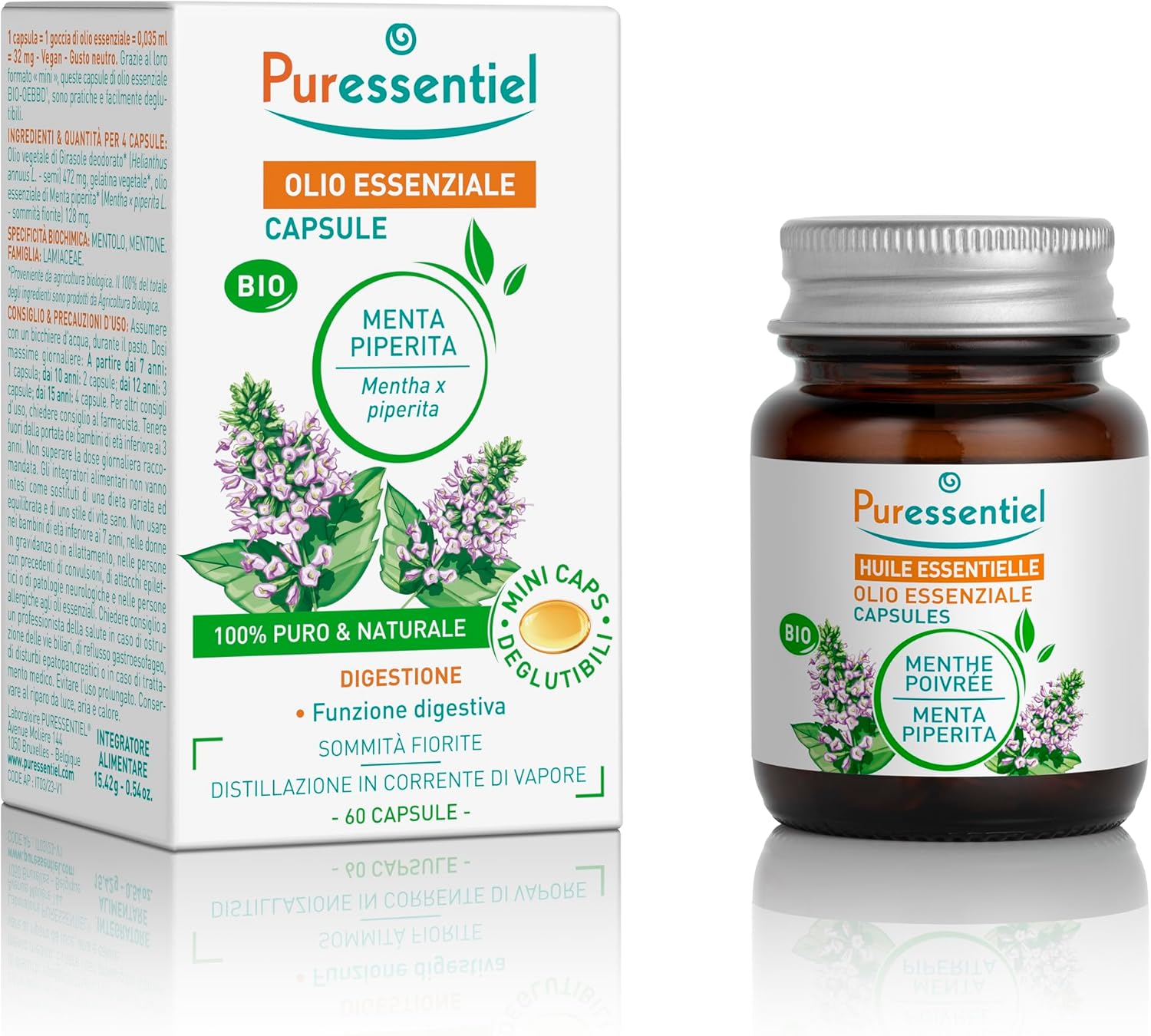 Puressentiel - Capsule di olio essenziale di menta piperita - EOBBD ...