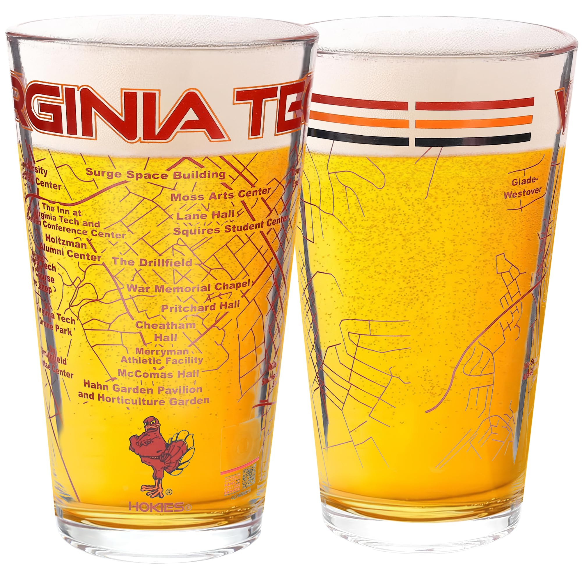 Amazon.com | Greenline Goods Virginia Tech Pint Beer Glasses Set of 2 ...