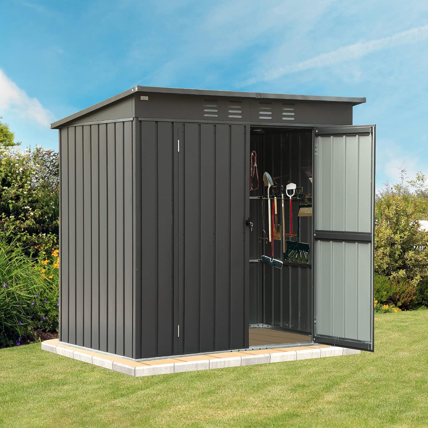 Domi Outdoor Storage Shed 5x3 FT,Metal Outside Sheds&Outdoor Storage ...