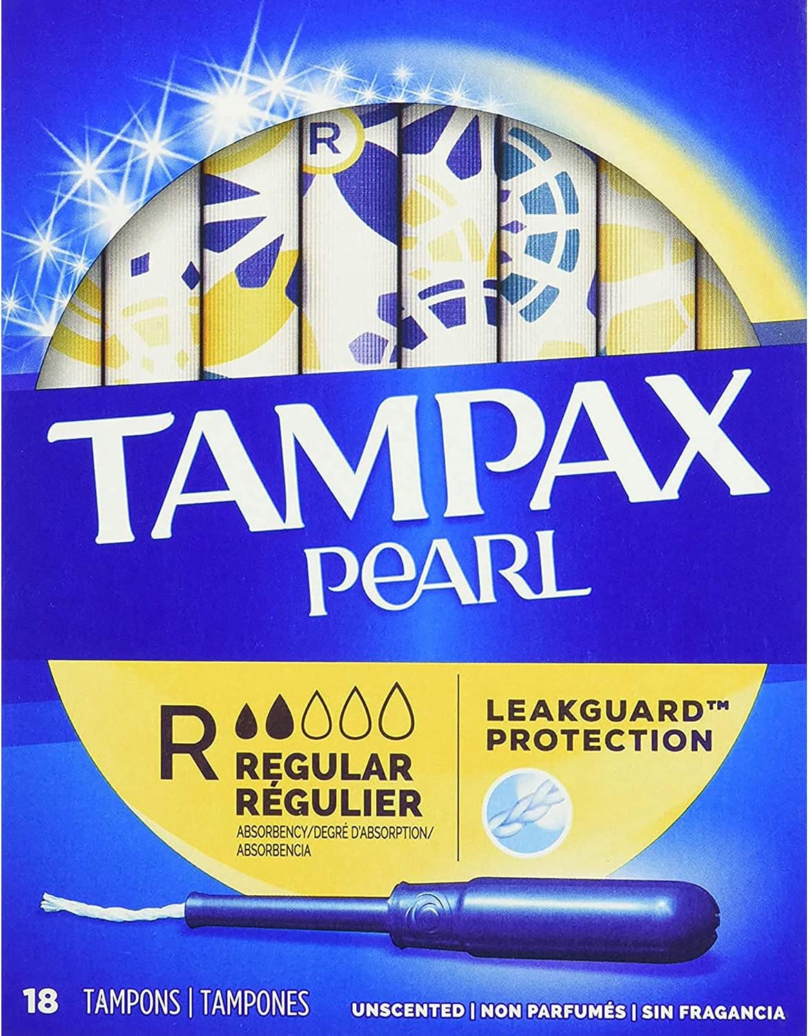 Amazon.com: Tampax Pearl Plastic Unscented Tampons, Regular Absorbency ...