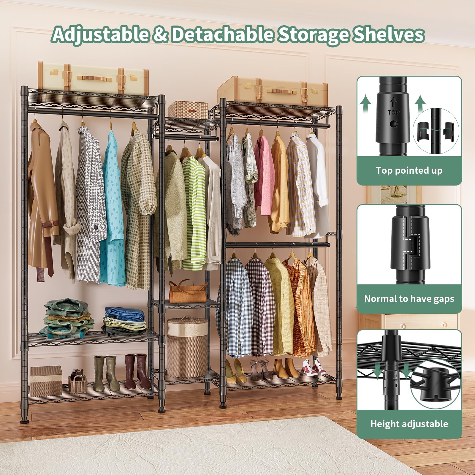 Snapklik.com : S7 Heavy Duty Clothes Rack, 8 Shelves & 4 Hanging Rods ...