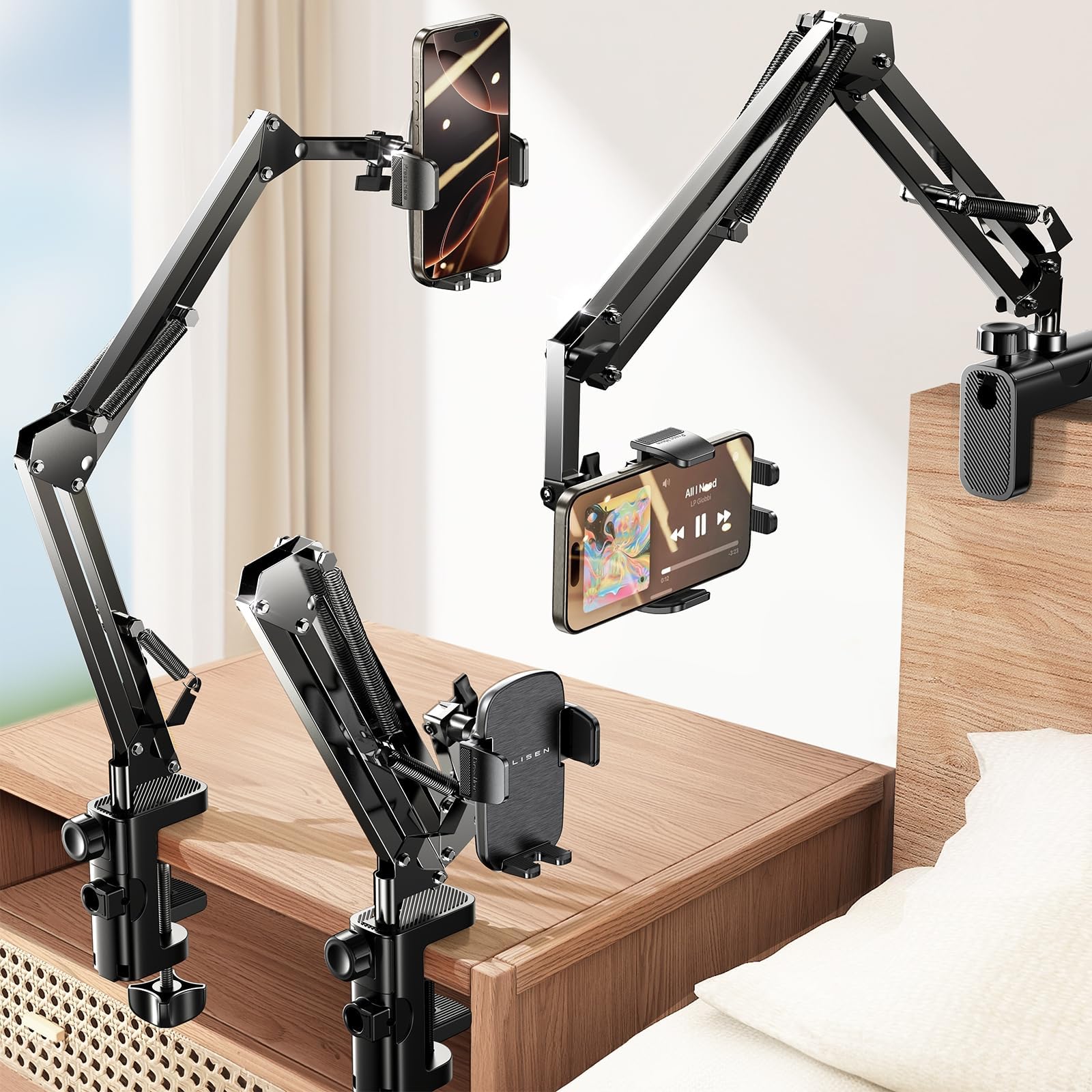 Amazon.com: Universal Cell Phone Clip Holder Clamp Mount Flexible 360 ...