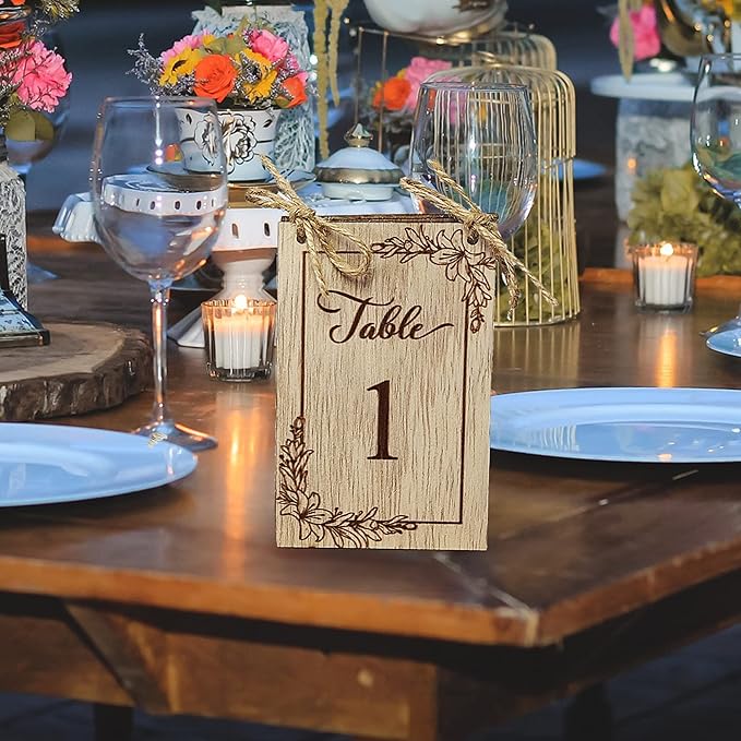 Amazon.com: Generic 20pcs Rustic Wooden Wedding Table Numbers 1-20 ...