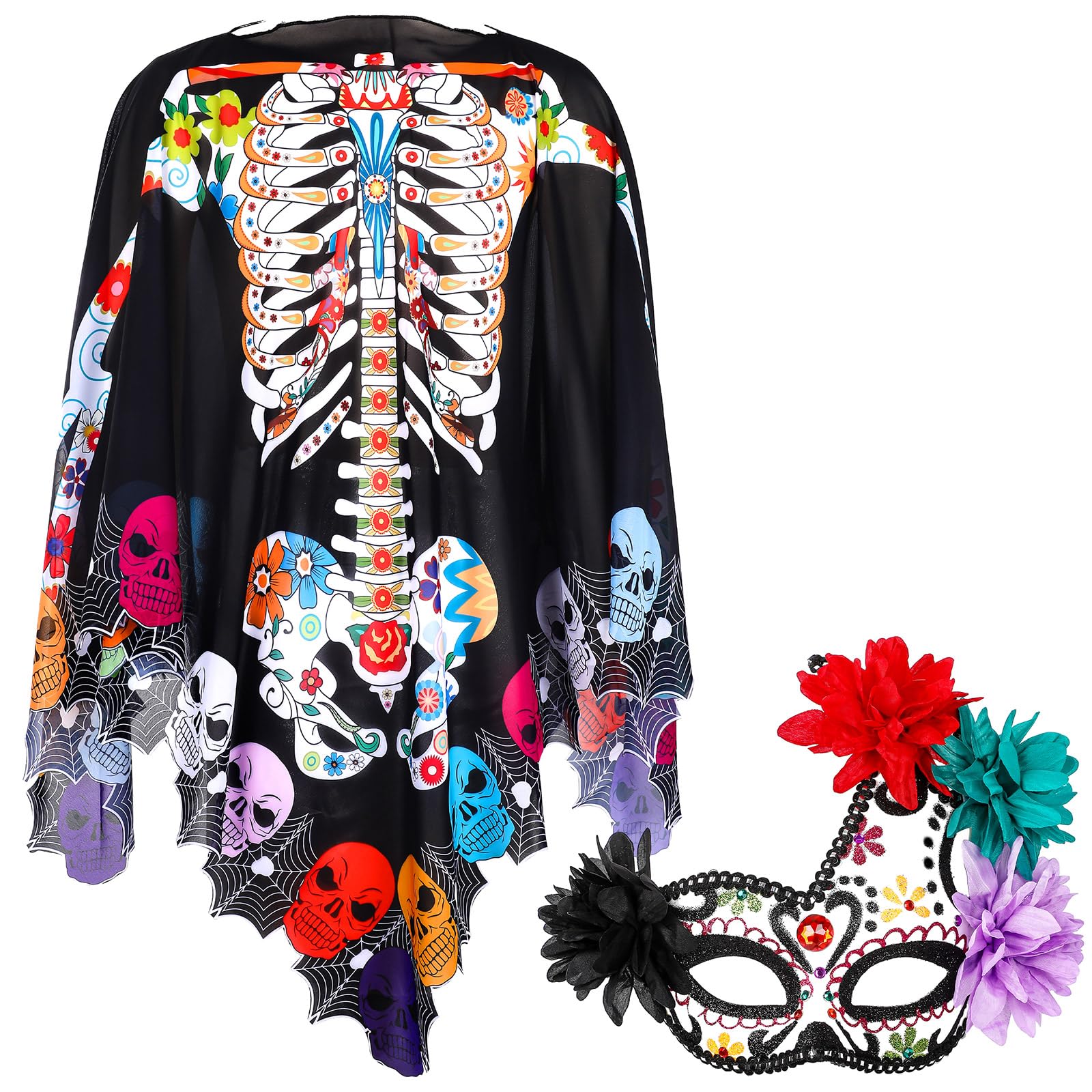 Snapklik.com : 2 Pieces Skeleton Halloween Costume Chiffon Skeleton ...