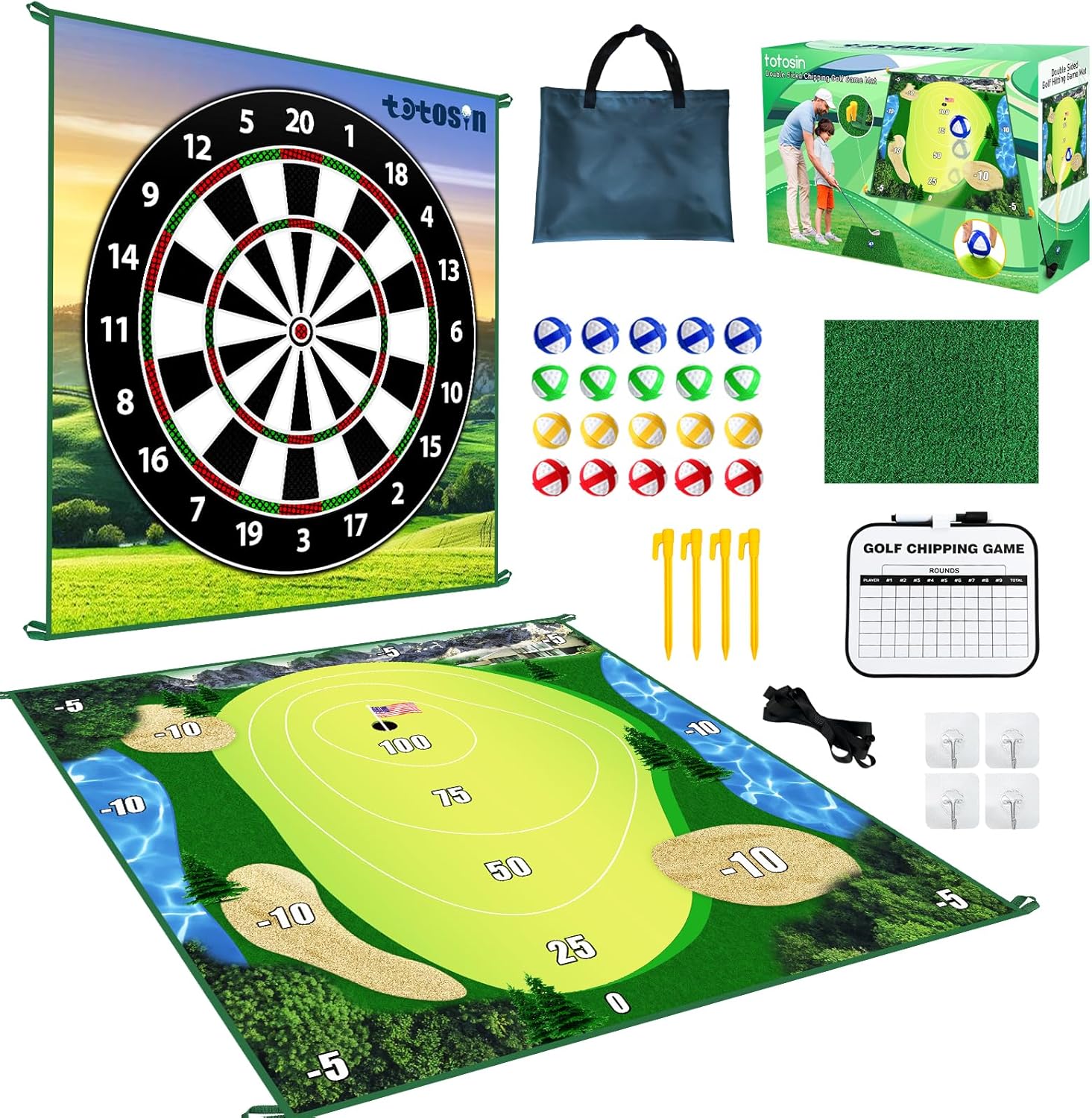 Amazon.com : TOTOSIN Golf Chipping Game Mat Outdoor Indoor for Adults ...