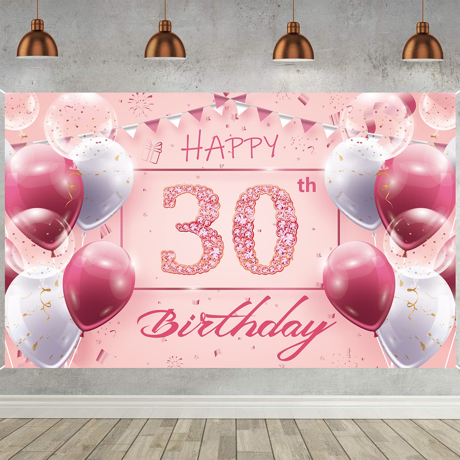 30th Birthday Banners For Women Pink Glitz 30th Birthday | Partyrama