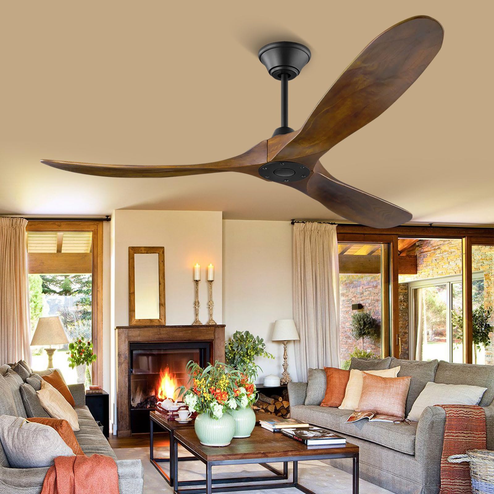Amazon.com: ShreeFindee 70'' Large Wood Ceiling Fan without Light ...