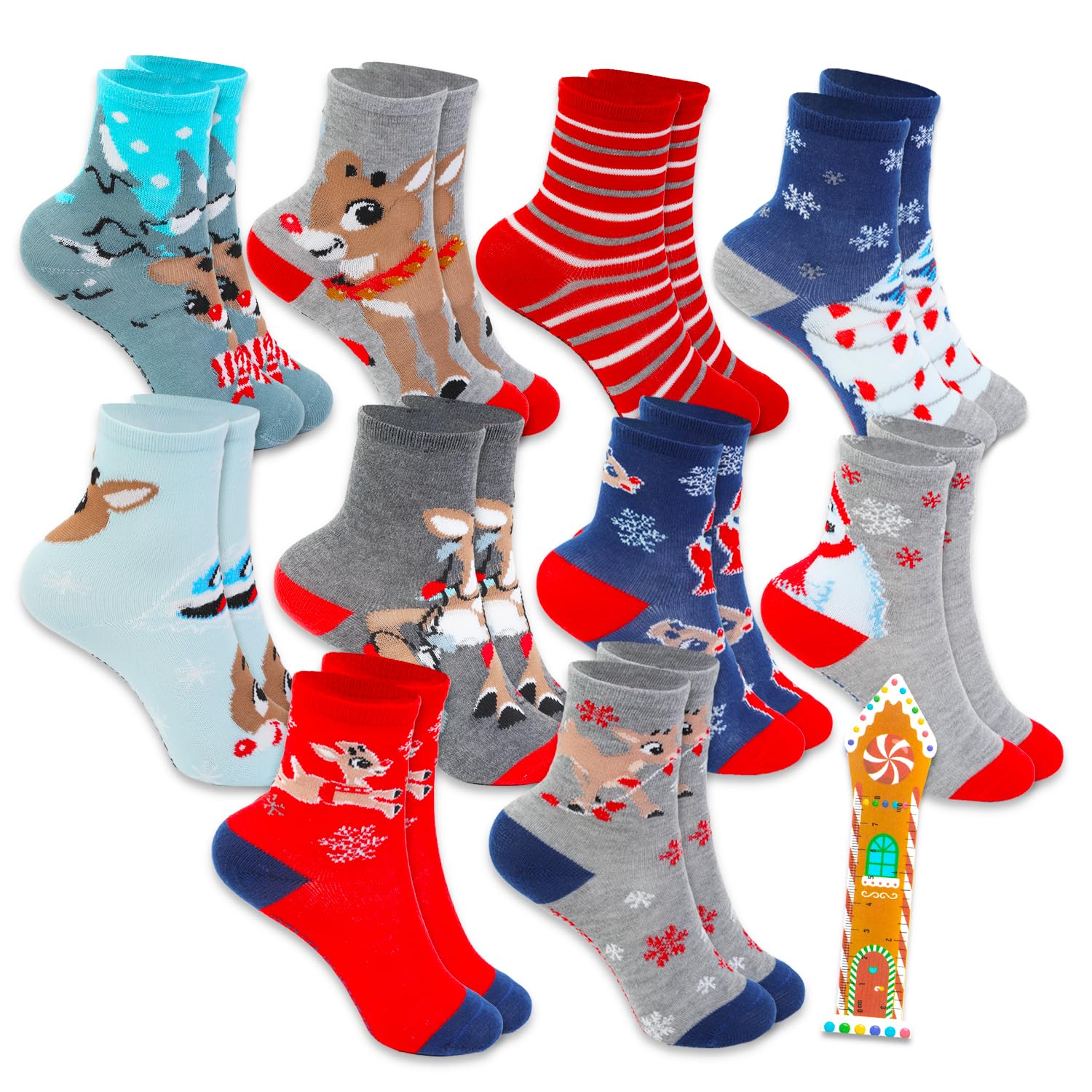 Amazon.com: Rudolph the Red-Nosed Reindeer Sock Set - Bundle with 10 ...