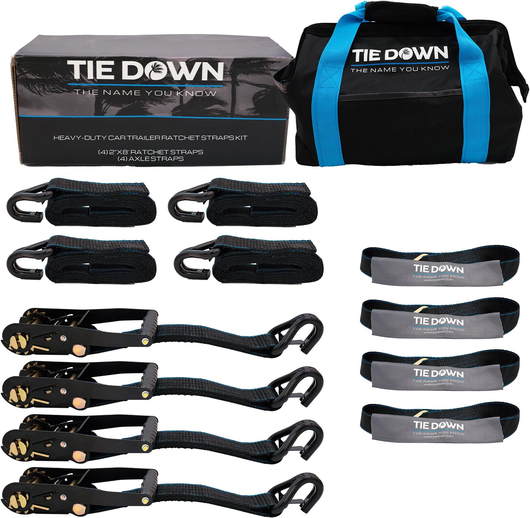 Amazon.com: Tie Down 2 in. x 8 ft Black Heavy Duty Car Trailer Ratchet ...