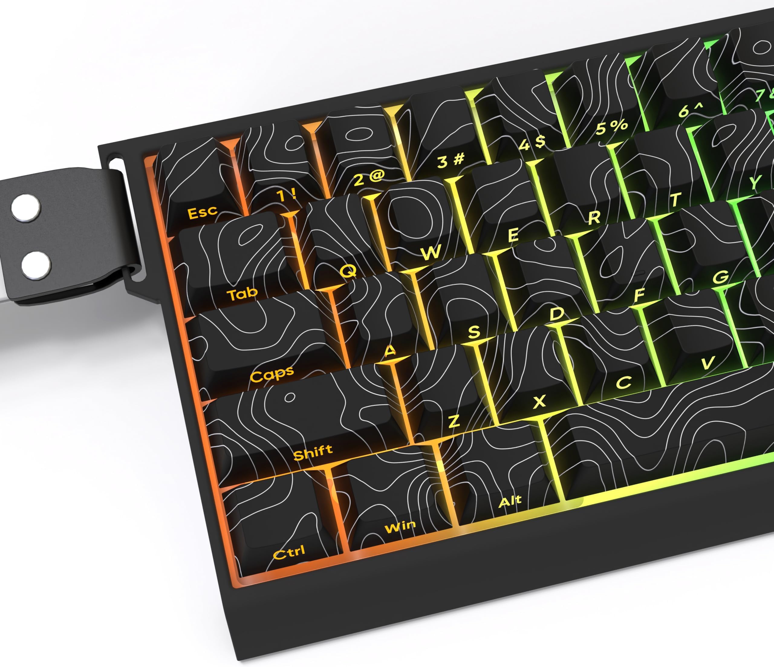 Side Printed keycaps,Double Shot PBT keycaps,Black Topographic,Shine ...