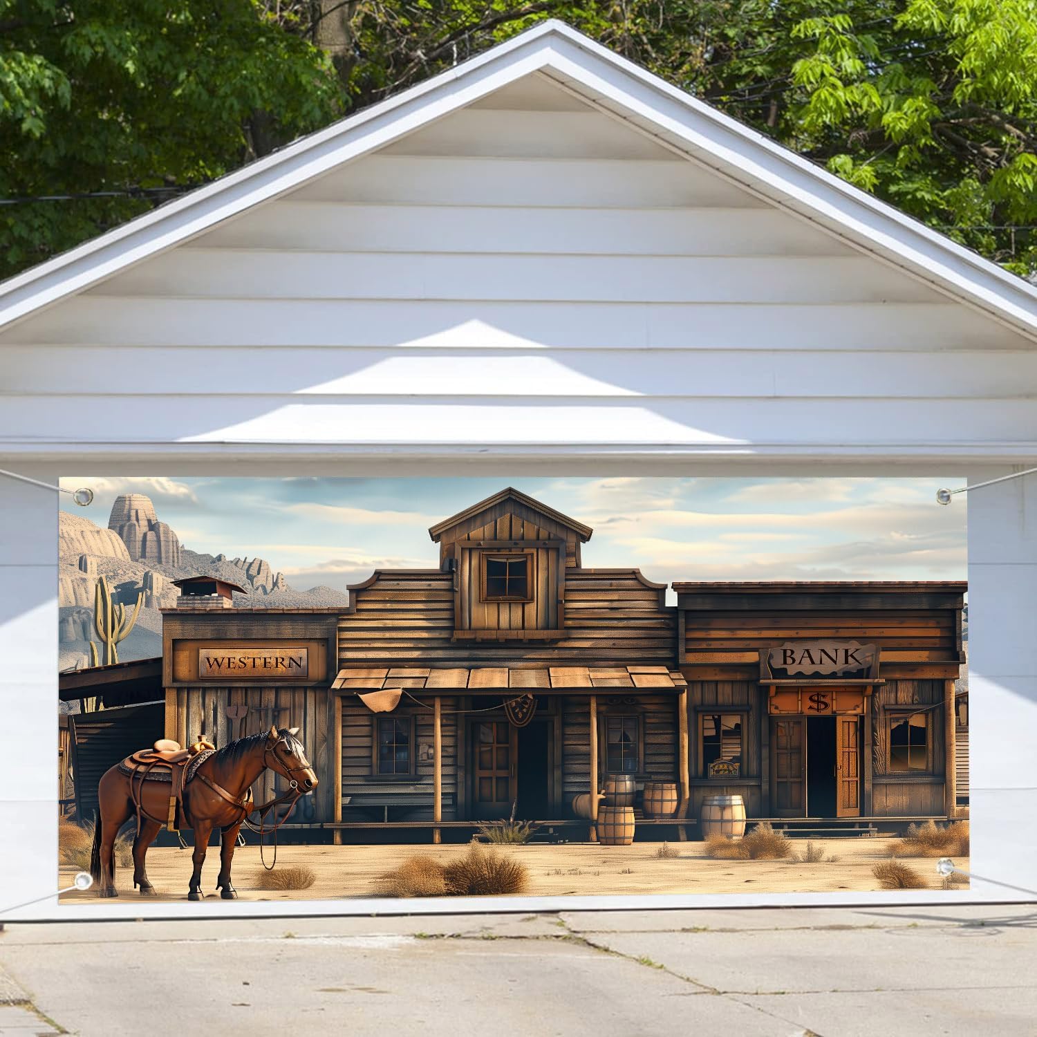 Amazon.com : 7X16ft Western Cowboy Bank Garage Door Background Vintage ...