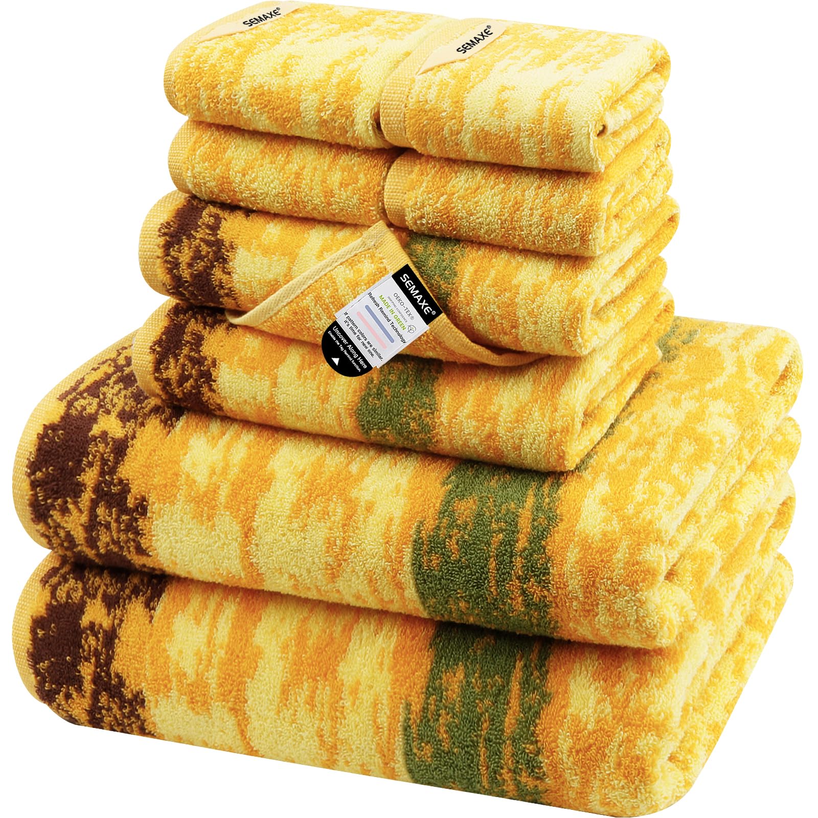 Amazon.com: SEMAXE Bath Towel Set, 100% Cotton Bathroom Towels with ...