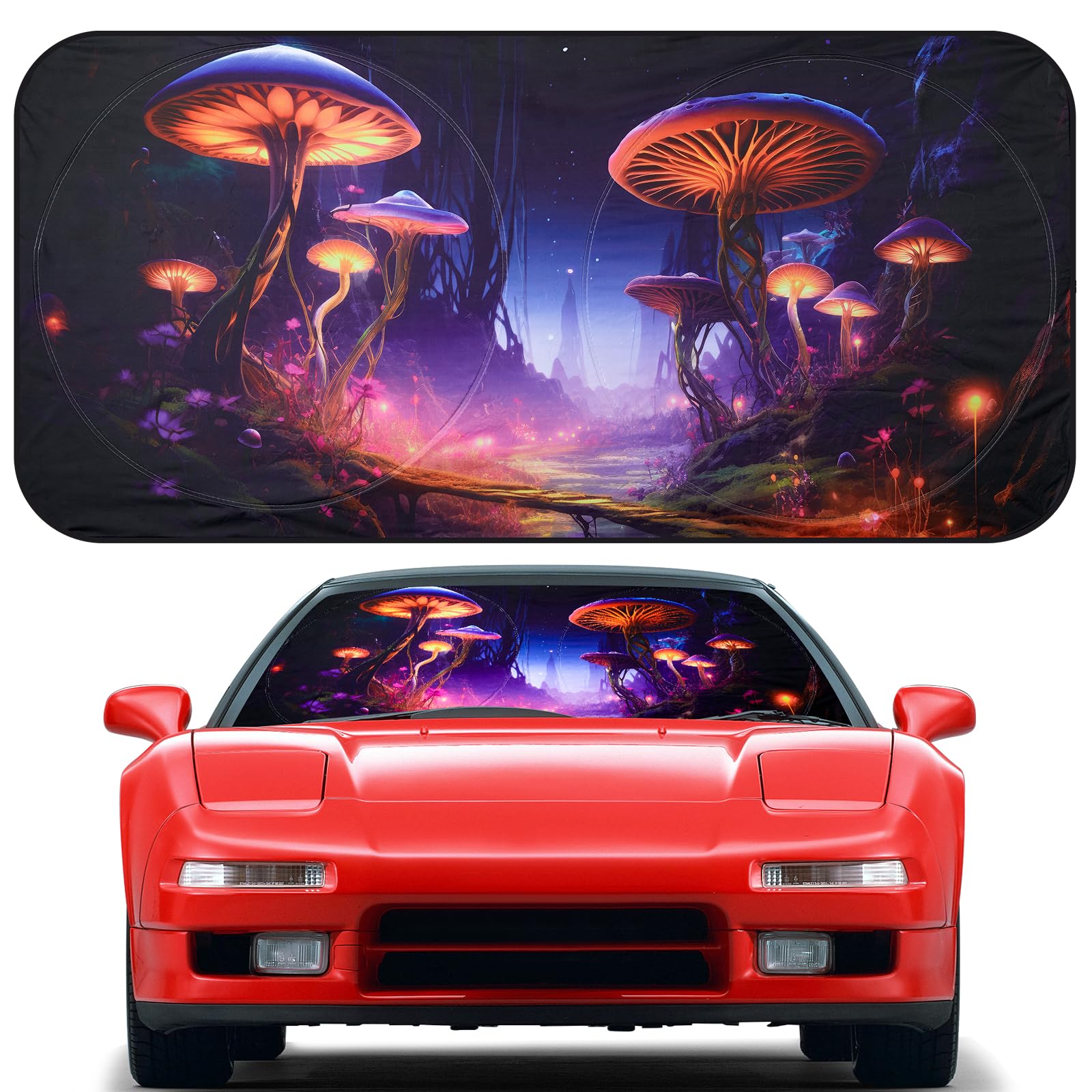 Snapklik.com : Windshield Sun Shade 3D Forest Mushroom, Front Car ...