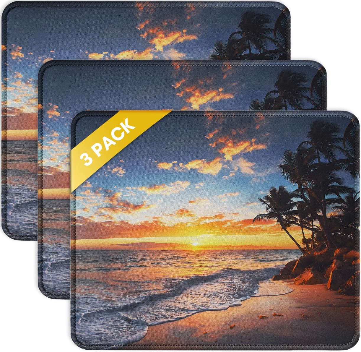 Amazon.com: JIKIOU 3 Pack Mouse Pad with Stitched Edge, Comfortable Mouse Pads with Non-Slip ...