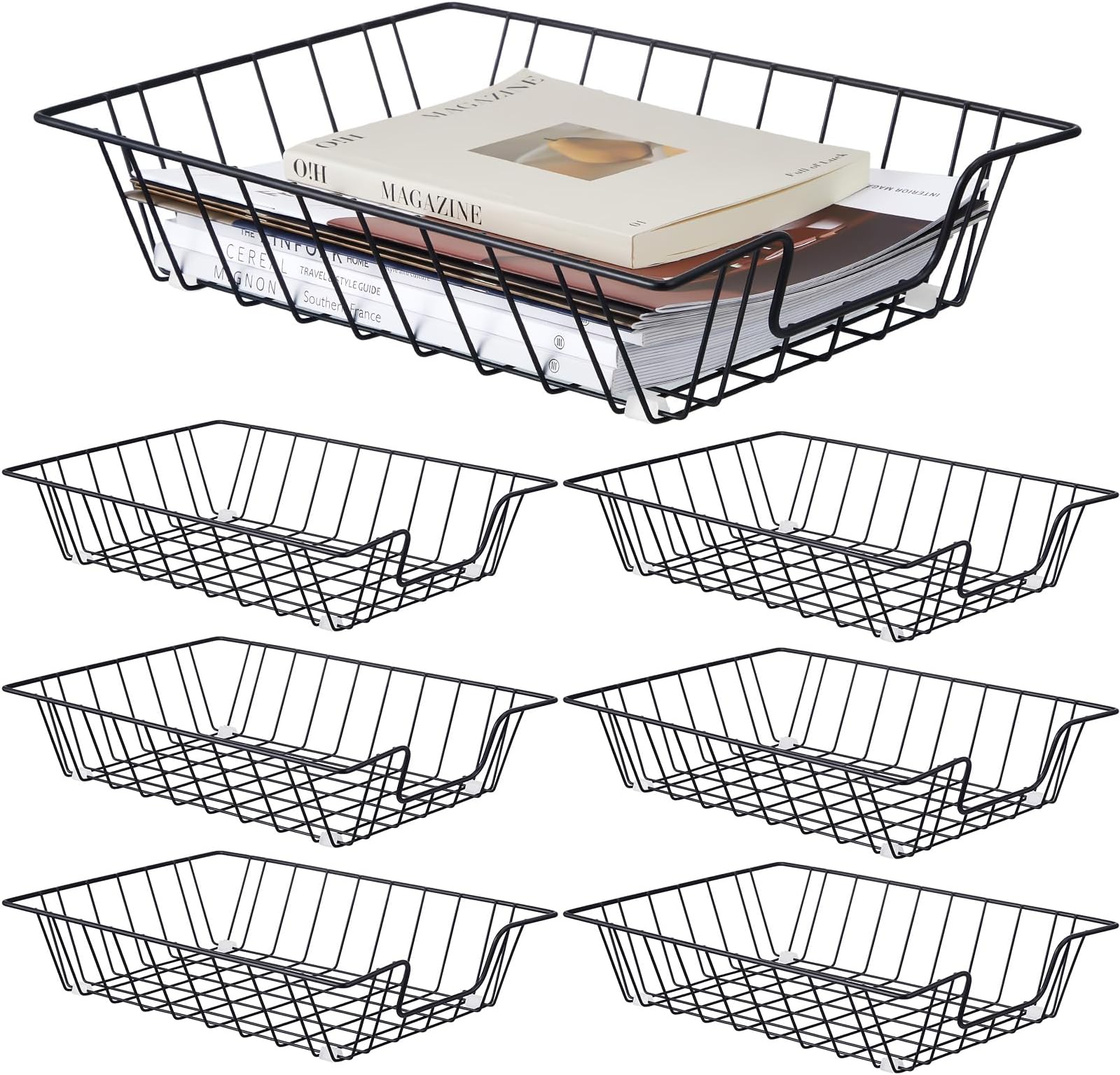 Amazon.com: Yeaqee 6 Pcs Letter Tray Wire Paper Trays Stackable Paper ...