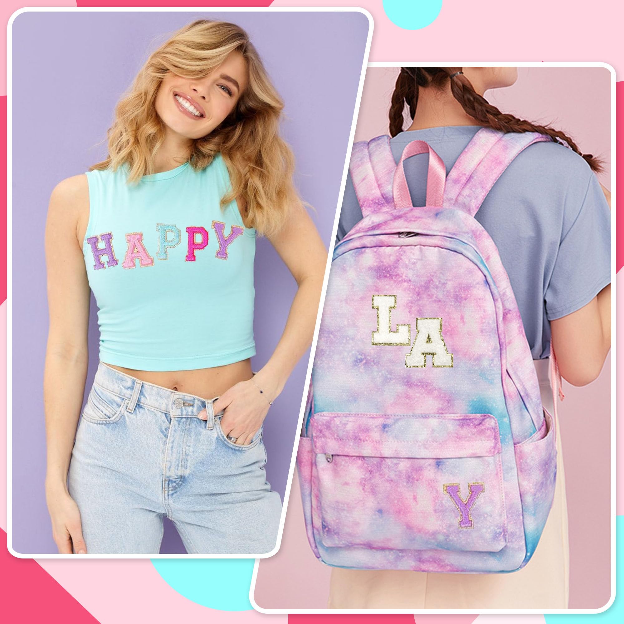 Snapklik.com : 6Pcs Self Adhesive Chenille Letter Patches Iron On ...