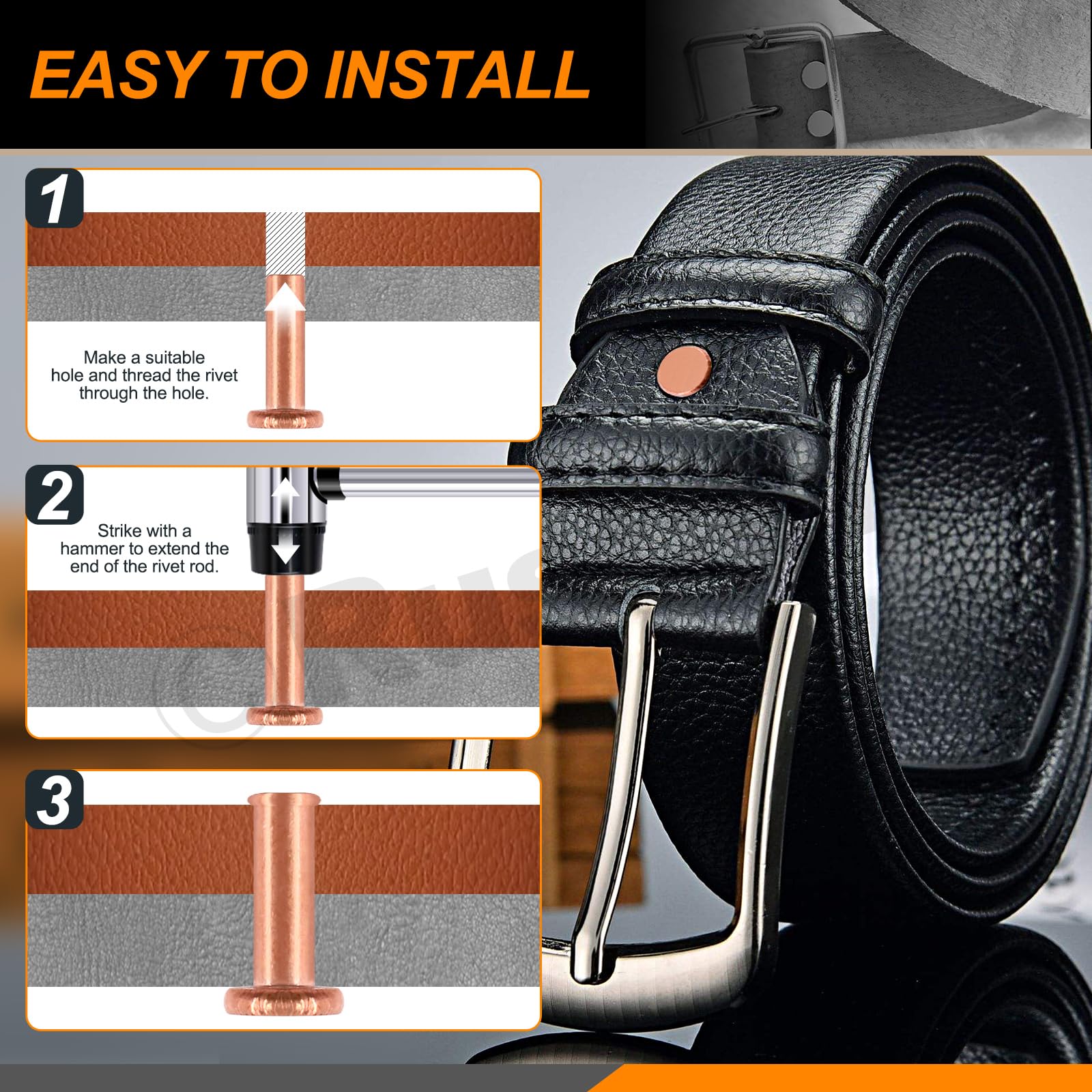 Snapklik.com : 270Pcs M2 M2.5 M3 Copper Solid Rivets Flat Head Copper ...