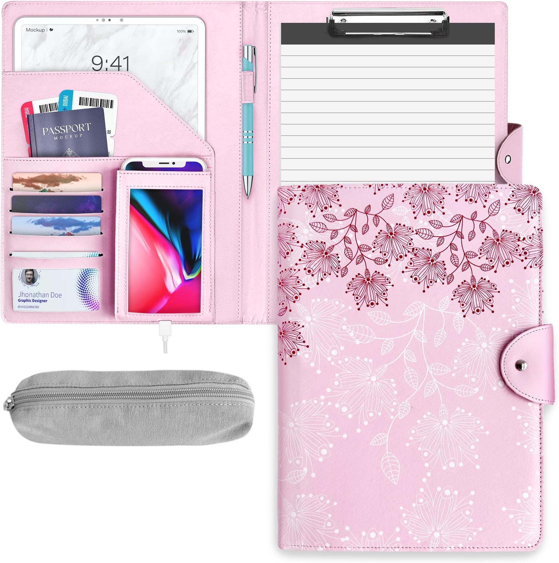 Amazon.com : Padfolio for Women Includes Pencil case and Notepad ...