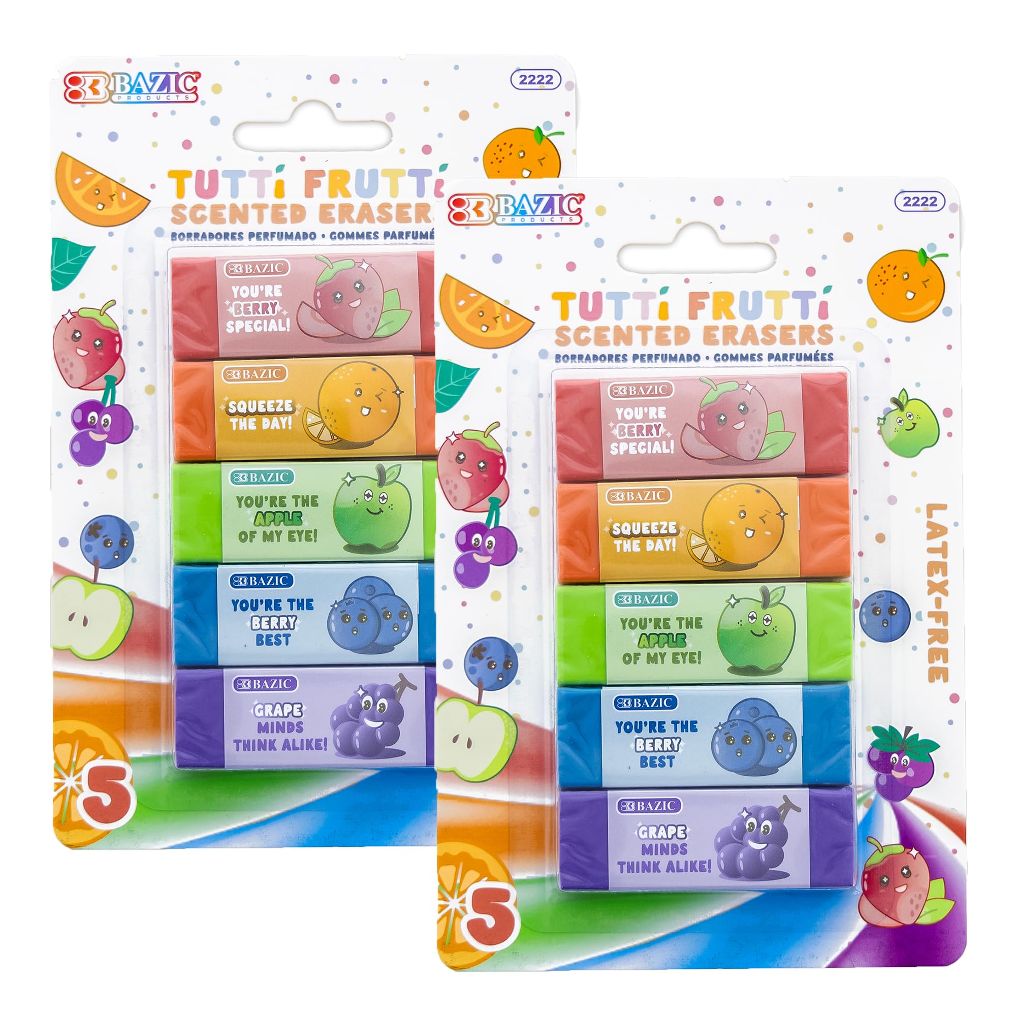 Amazon.com : BAZIC Scented Erasers, Latex Free, Assorted Fruity Scents ...