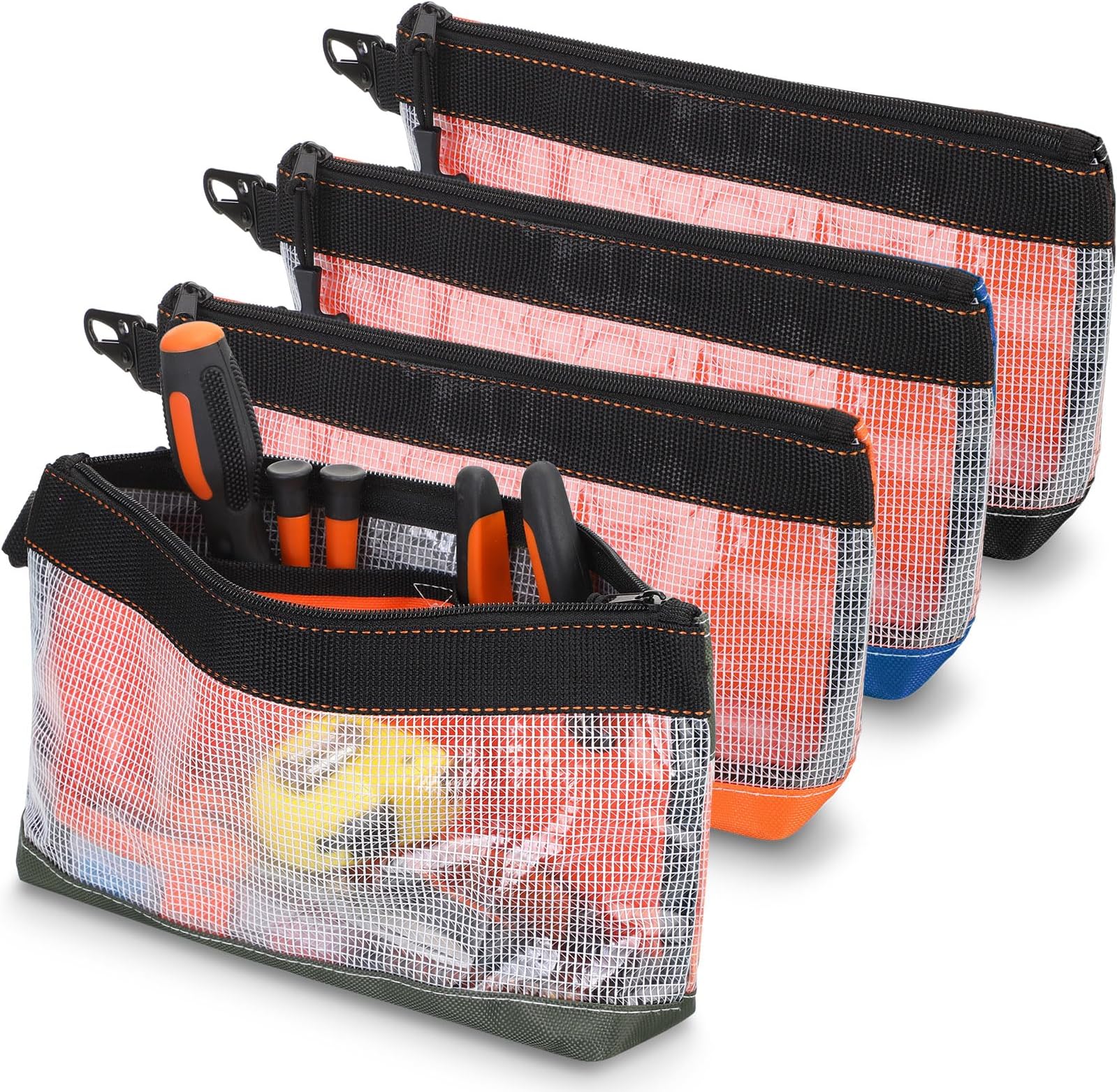 Sanwuta 4 Pcs Clear Tool Pouch for Men, 12 Inch Tool Pouches with ...
