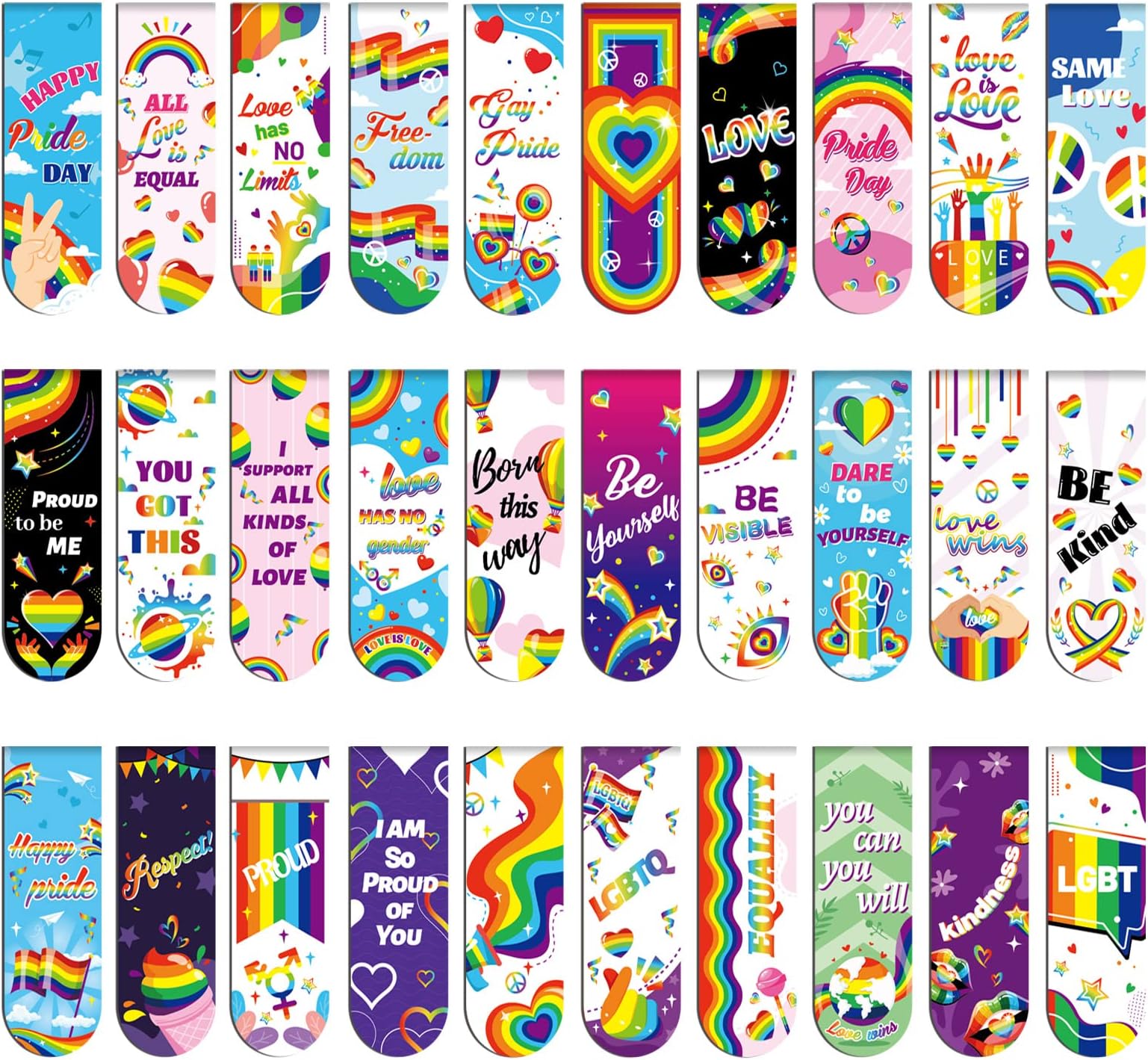 Amazon.com: MWOOT 30 Pieces LGBTQ Pride Theme Magnetic Bookmarks, Gay ...