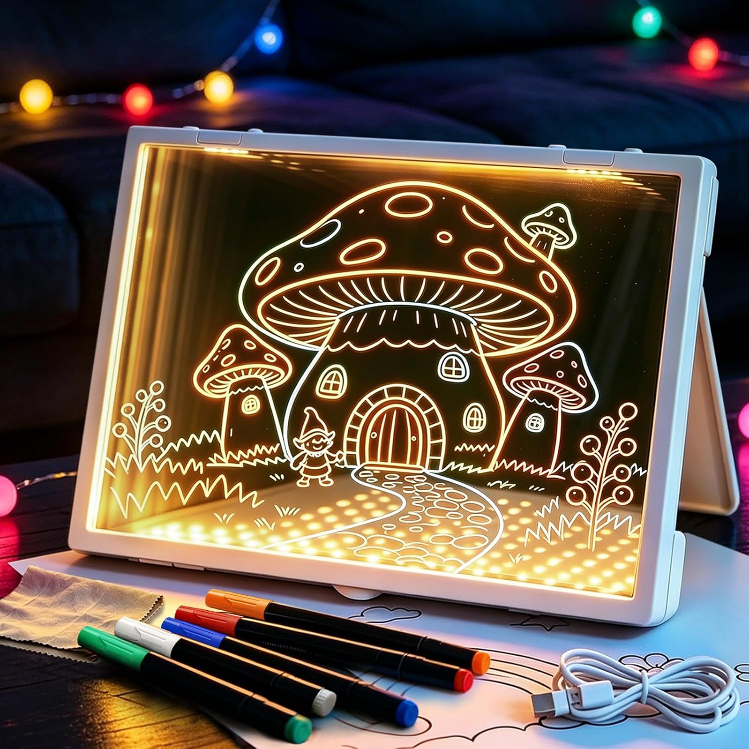 Amazon.com: 3D LED Drawing Board with Infinity Mirror Abyss Effect ...