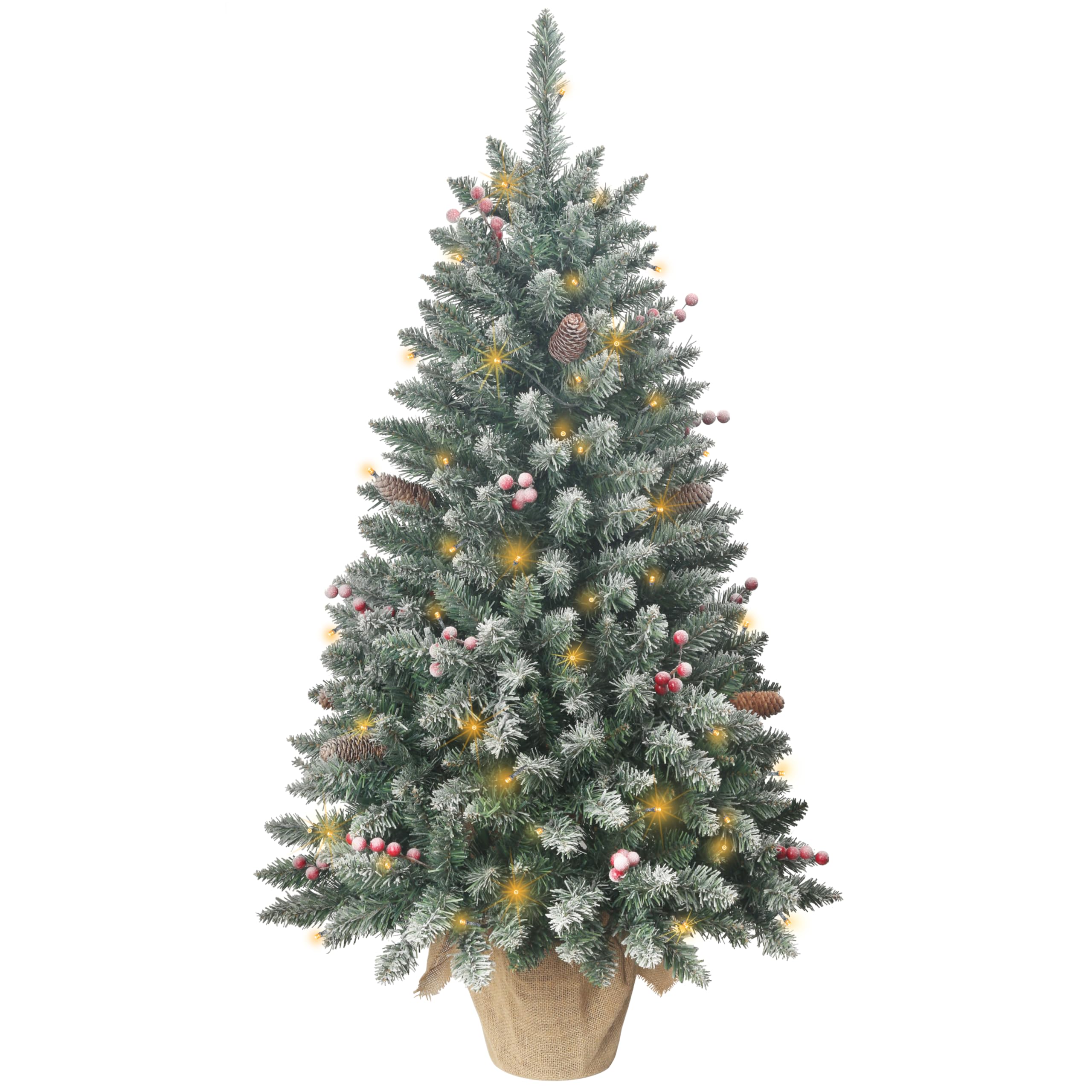 Amazon.com: 4ft Pre-lit Christmas Tree,Partially Snow Flocked Design ...