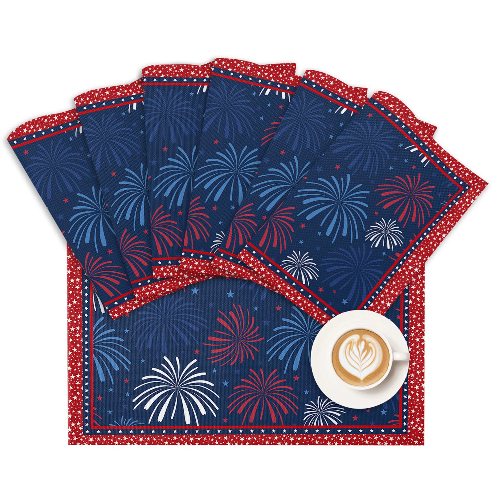 Amazon.com: Patriotic Placemats 4th of July Stars Firework Place Mats ...