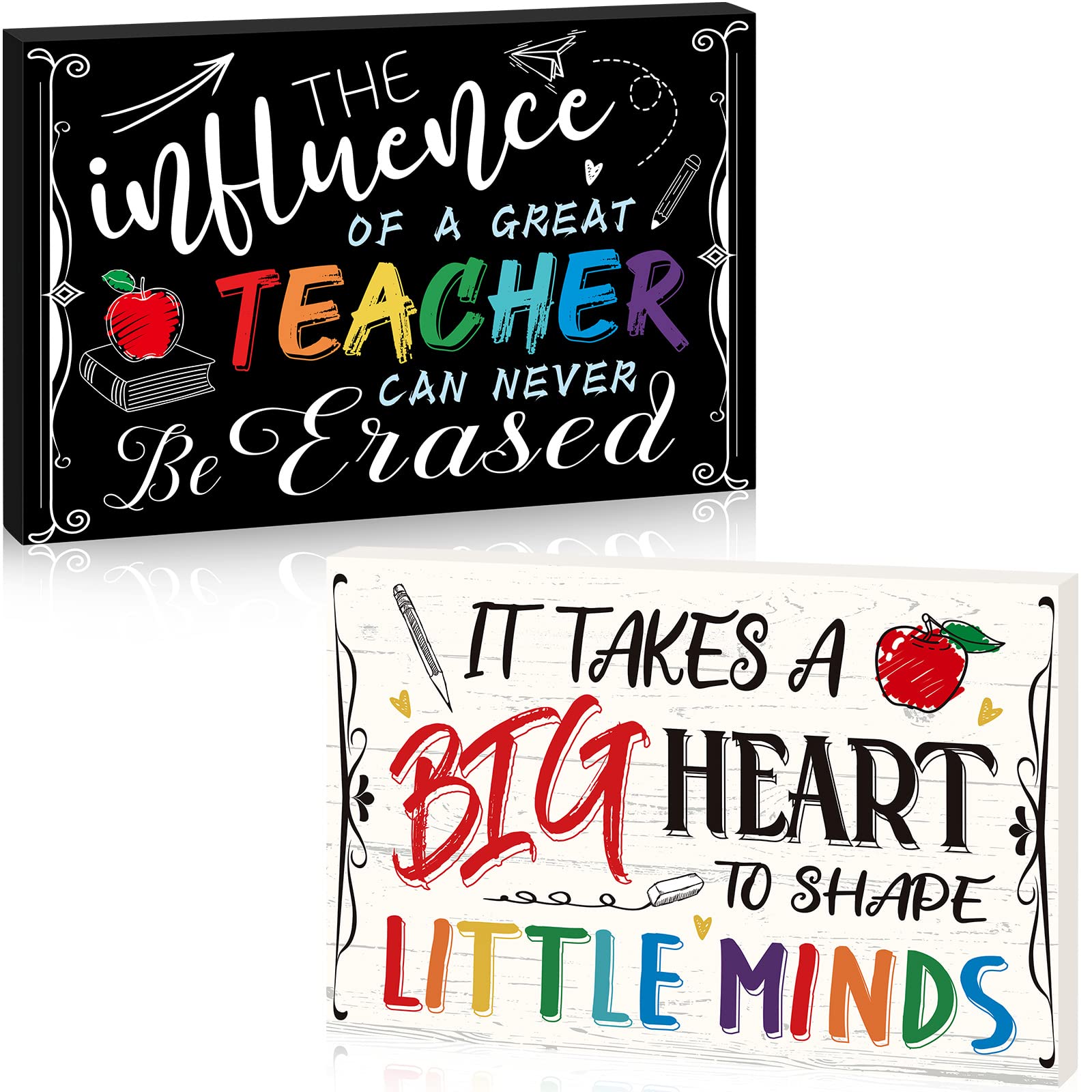 Wettarn 2 Pieces Teacher Appreciation Gift Thank You Teachers Wooden ...