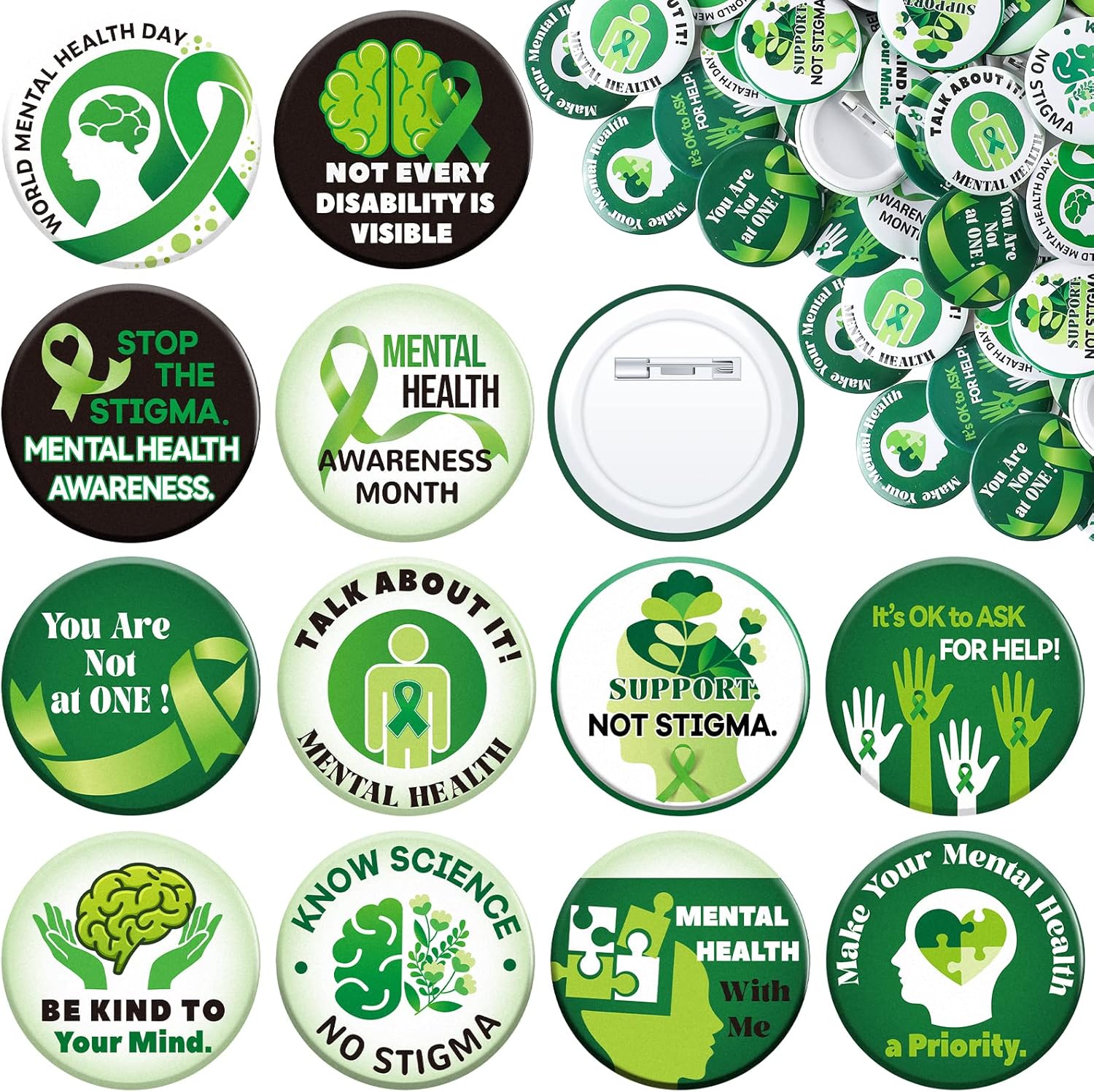 Amazon.com: 96 Pieces Mental Health Pins Bulk Mental Health Awareness ...