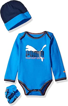 Amazon.com: PUMA Baby Boys' 3 Piece Bodysuit and Hat Box Set, Sky Blue ...