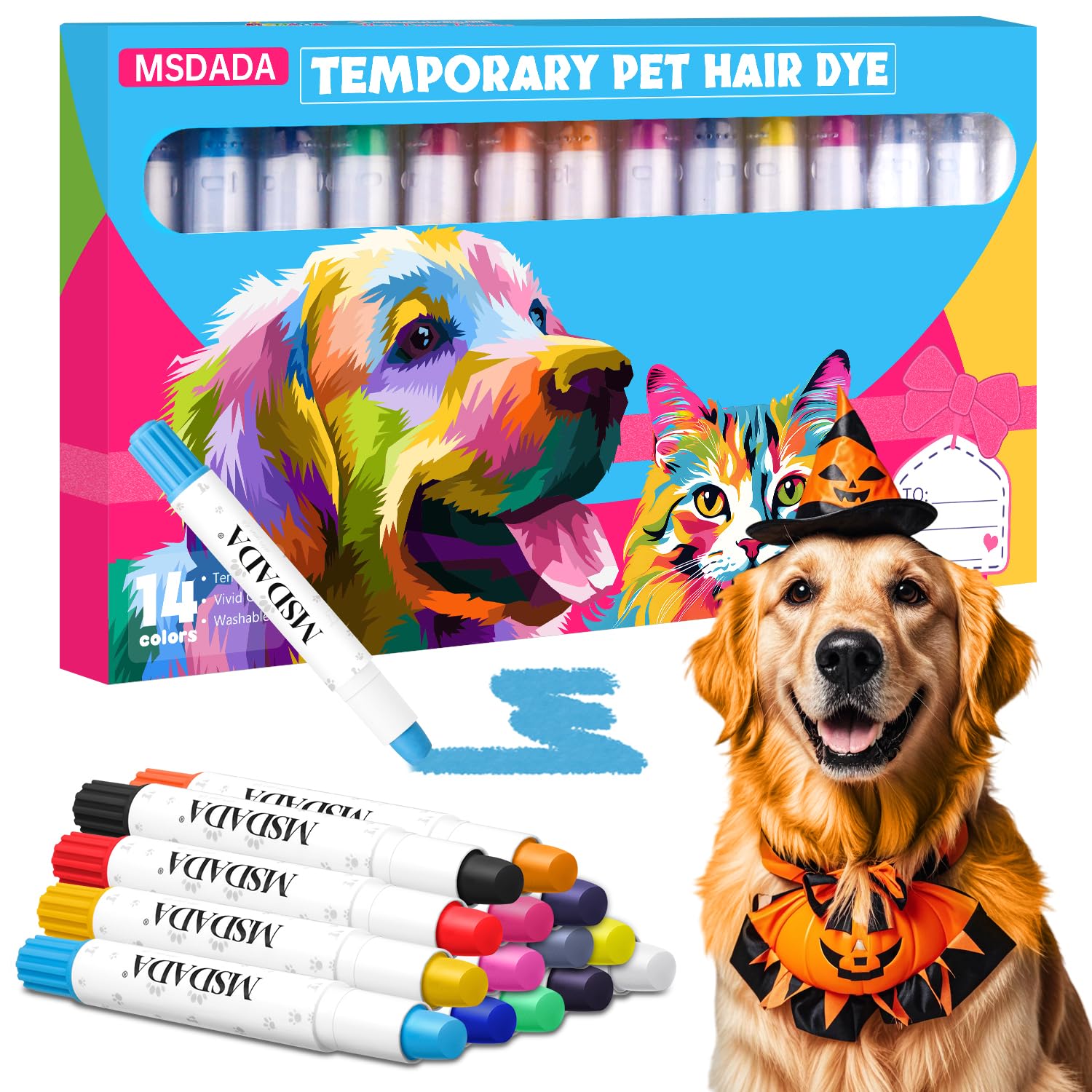 Snapklik.com : MSDADA 14 Color Washable Dog Hair Dye Paint Temporary ...