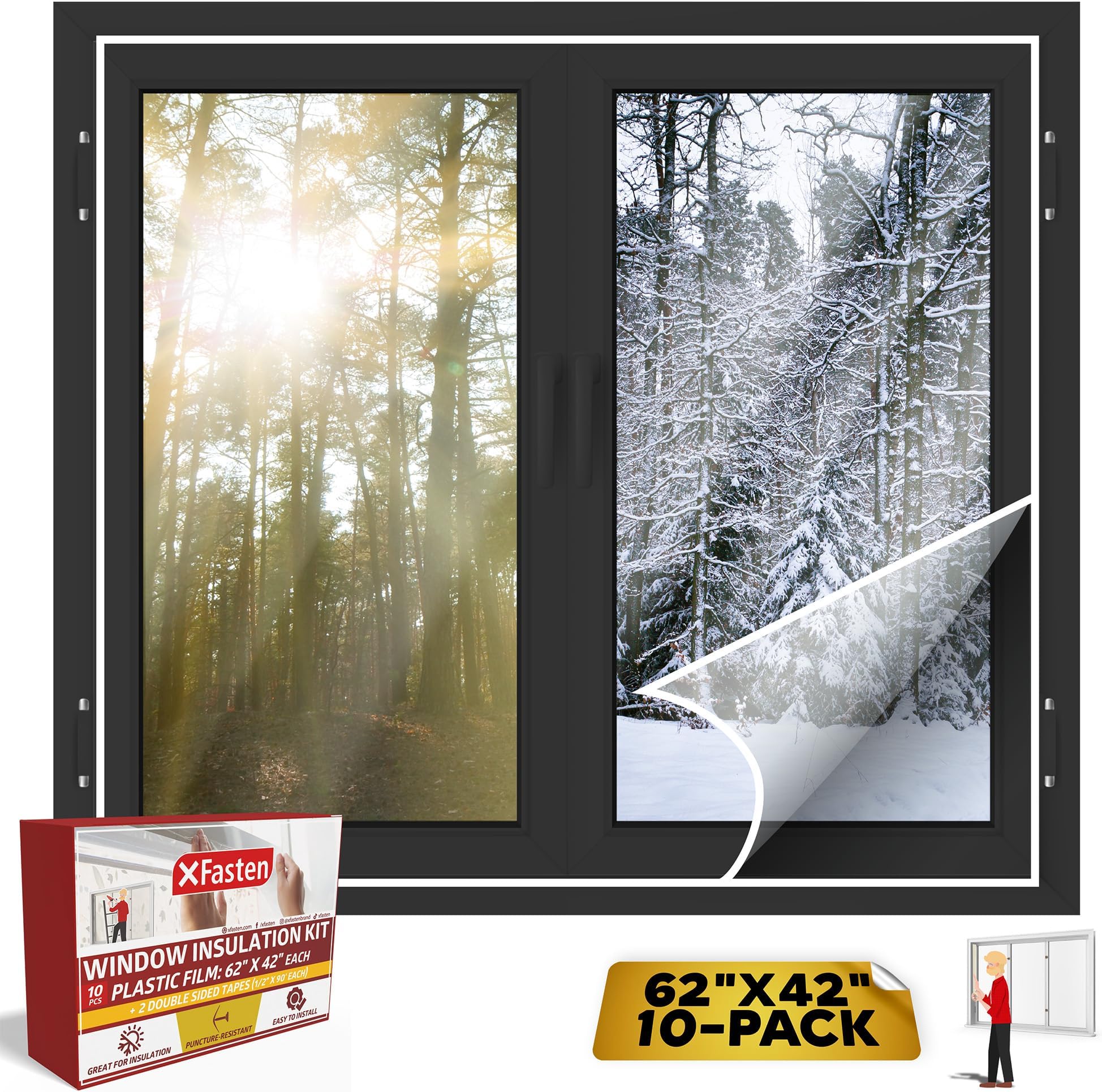DIY Magnetic Window Insulation Kit Indoor Film for Heat and Cold (59 ...