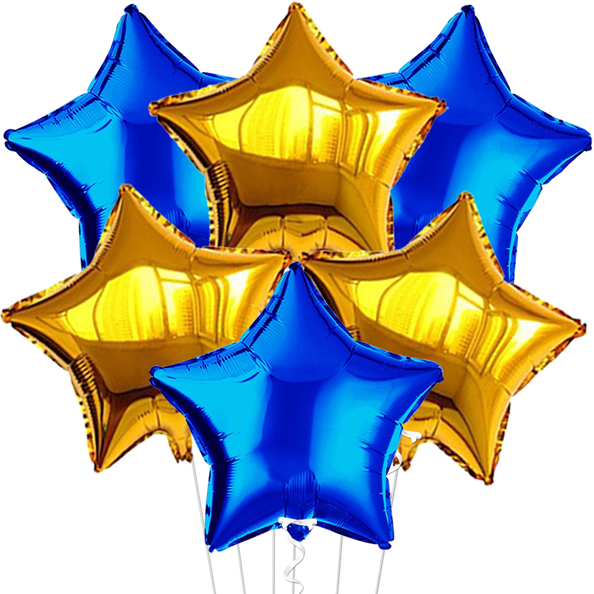 Amazon.com: KatchOn Big Blue & Gold Star Balloons - 18 Inch Pack of 6 ...