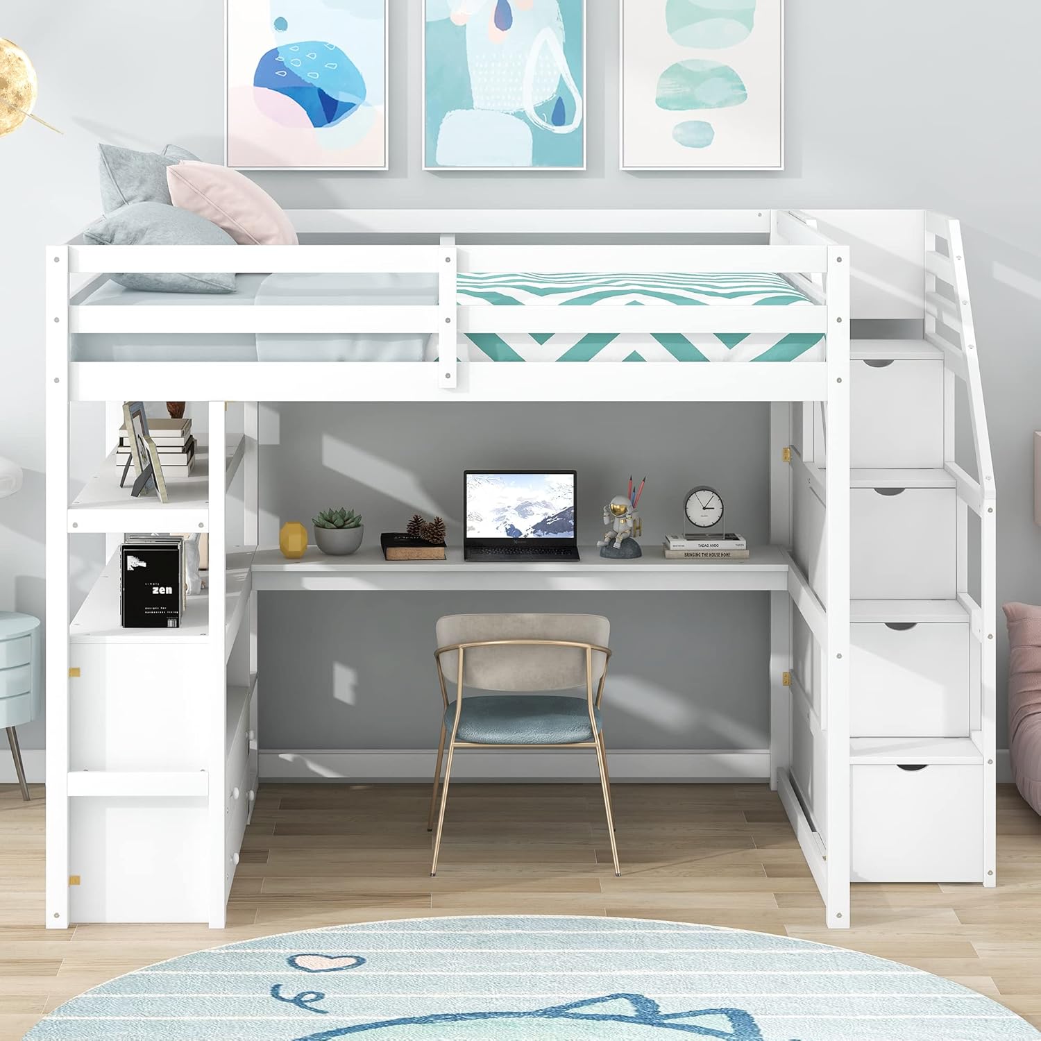 Amazon.com: Harper & Bright Designs Full Size Loft Bed with Desk and ...